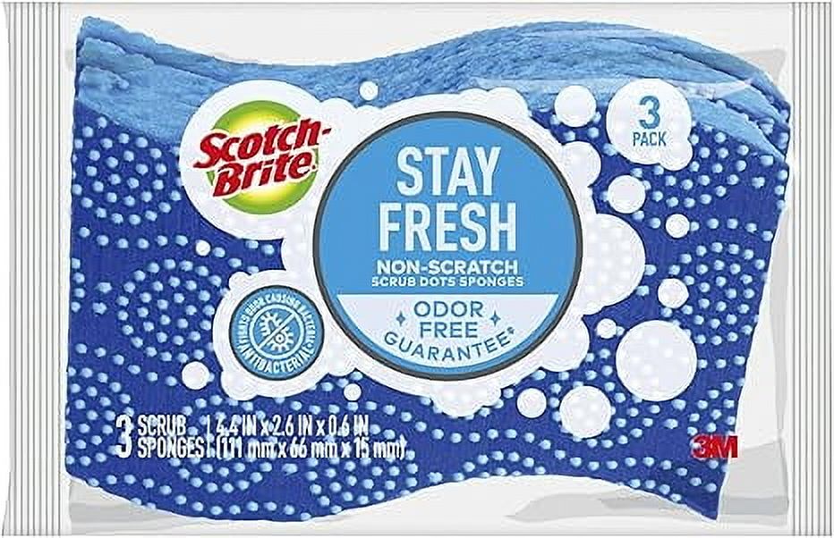 Scotch-Brite Scrub Dots Non-Scratch Scrub Sponge, Rinses Clean, For Washing Dishes and Cleaning ...