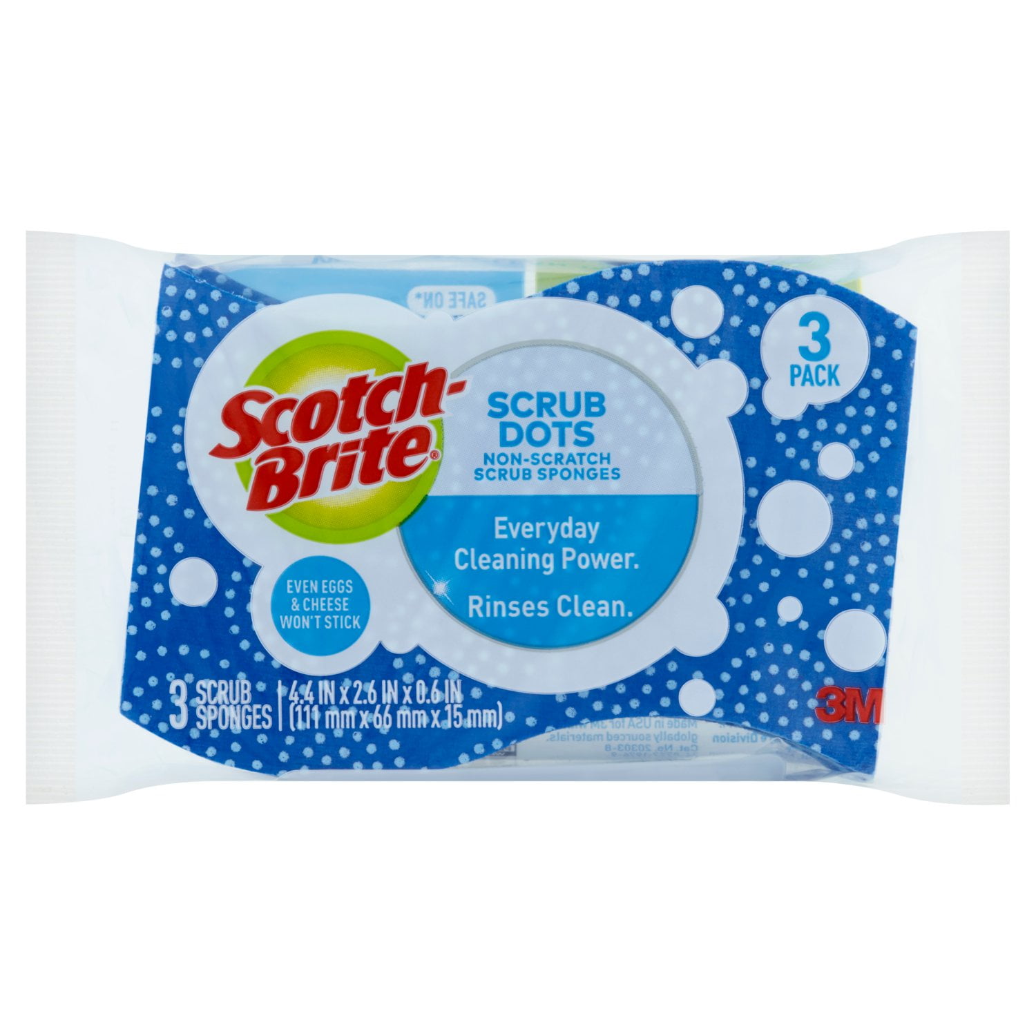 Scotch Brite Sponges Scrub Dots Non Scratch 3 each - Walmart.com