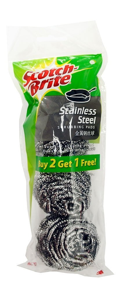 Scotch-Brite Stainless Steel Scouring Pad, 3 Count - Walmart.com