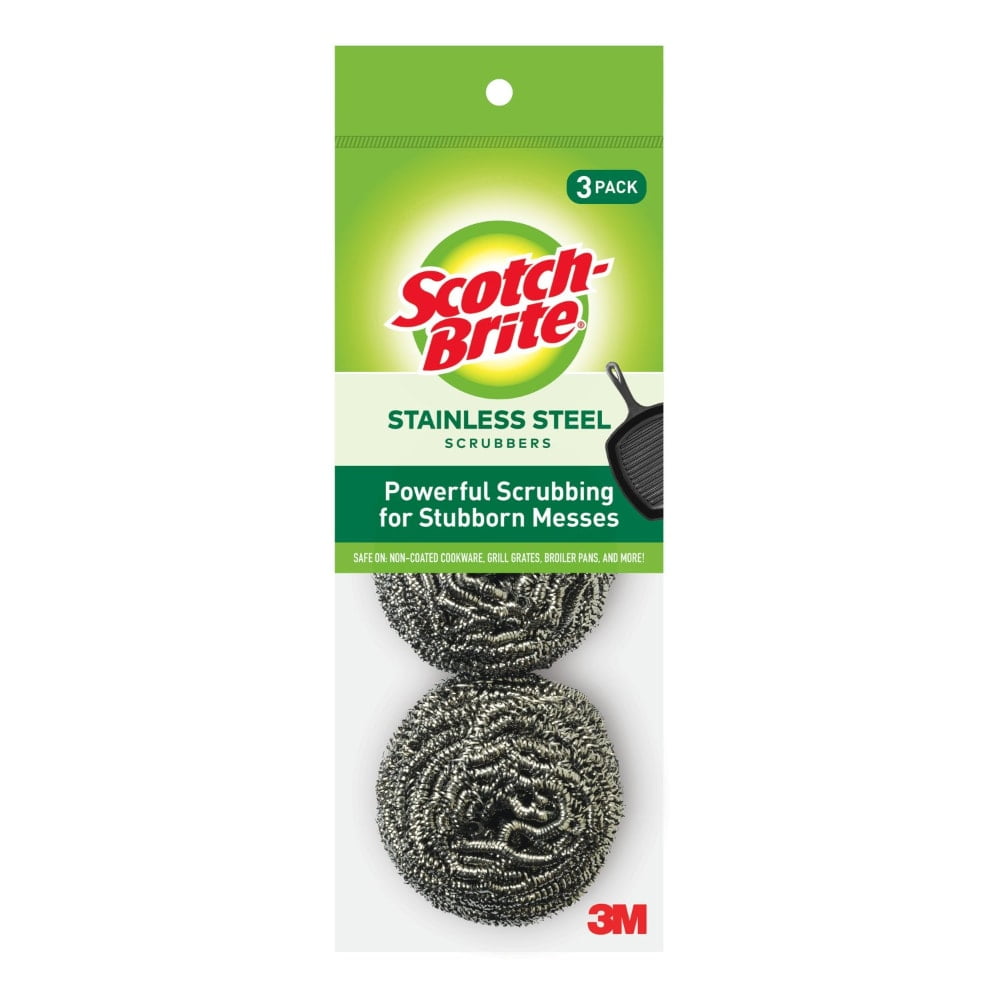 Scotch-Brite Stainless Steel Scrubbing Pads - Silver, 3 pk (Package May ...