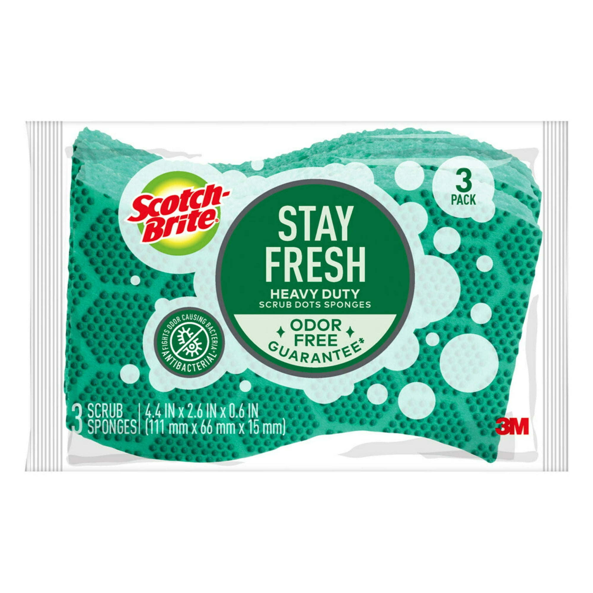Scotch-Brite Stay Fresh Sponges, Heavy Duty, Antibacterial, 3 Scrubbers ...