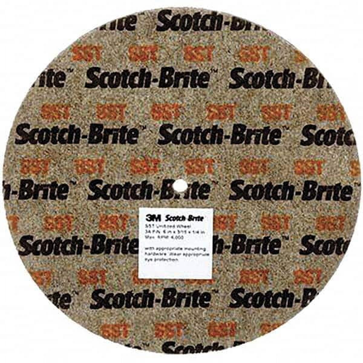 Scotch-Brite Unitized Wheel, 6 in Dia, 1/2 in W, 1/2 in Arbor Hole ...
