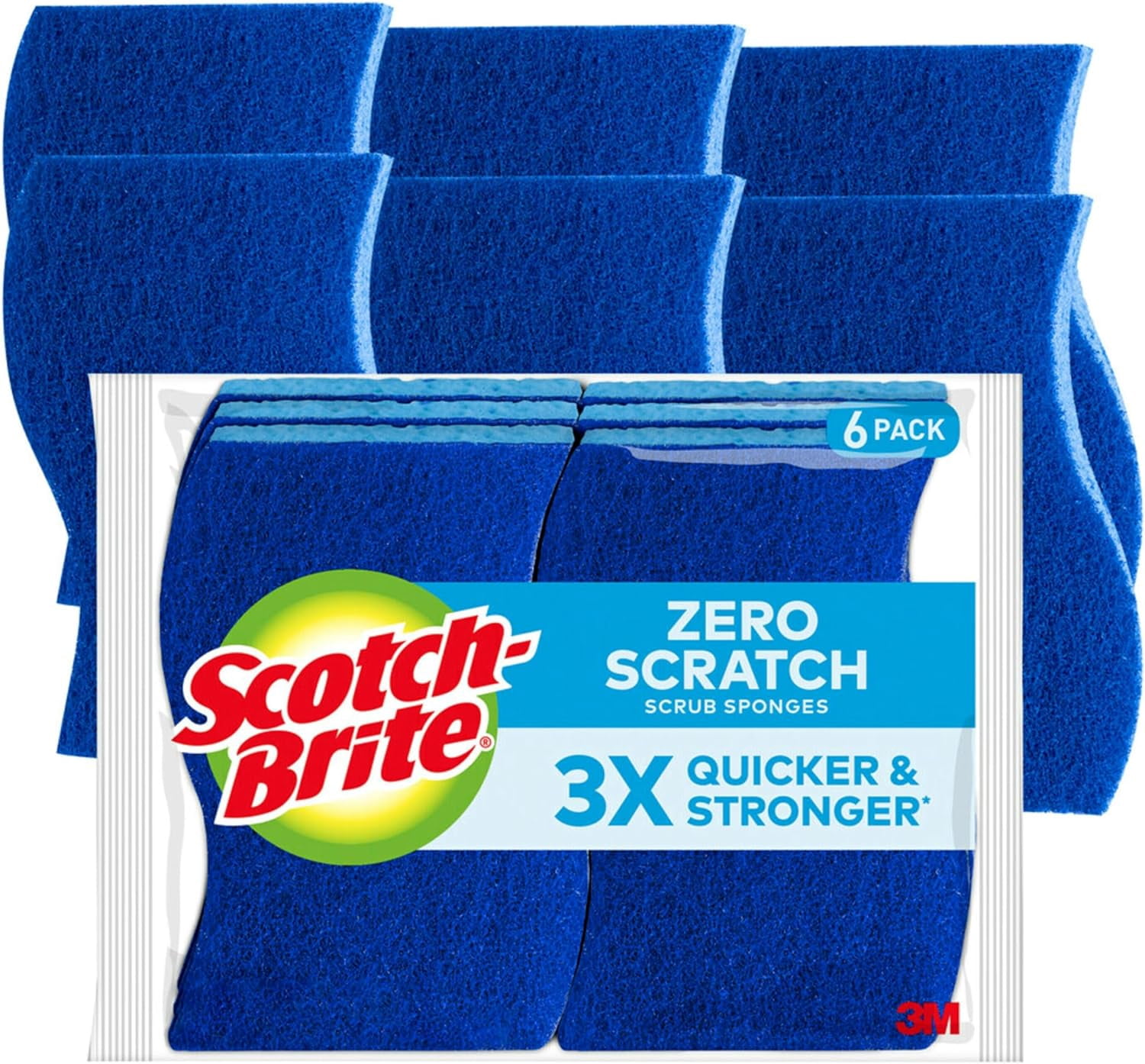Scotch-Brite Zero Scratch Scrub Sponges, 6 Kitchen Sponges for Washing ...