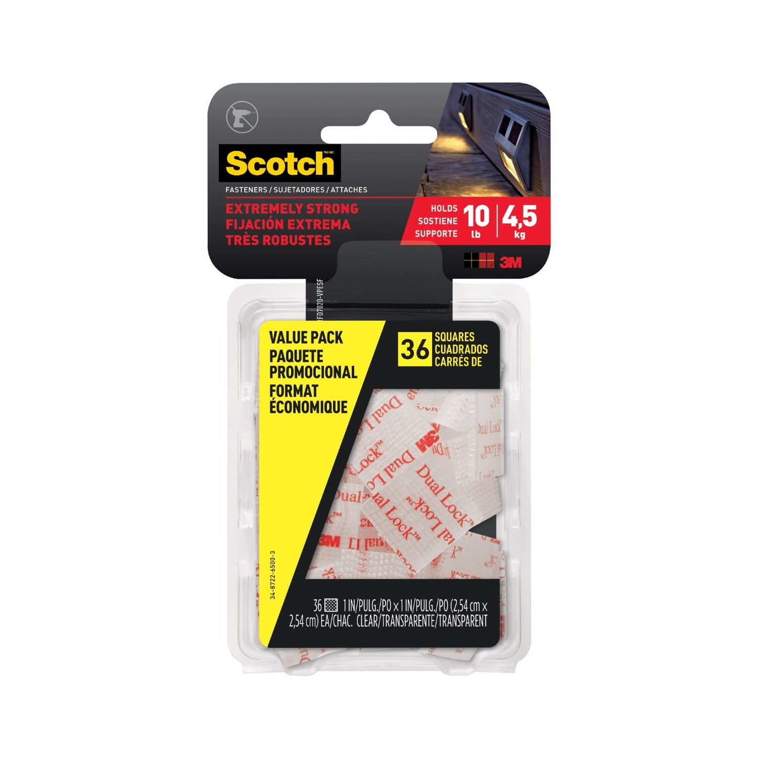 Scotch Clear Hook & Loop Fasteners, Heavy Duty, Holds 10 lbs, Size 1 in ...