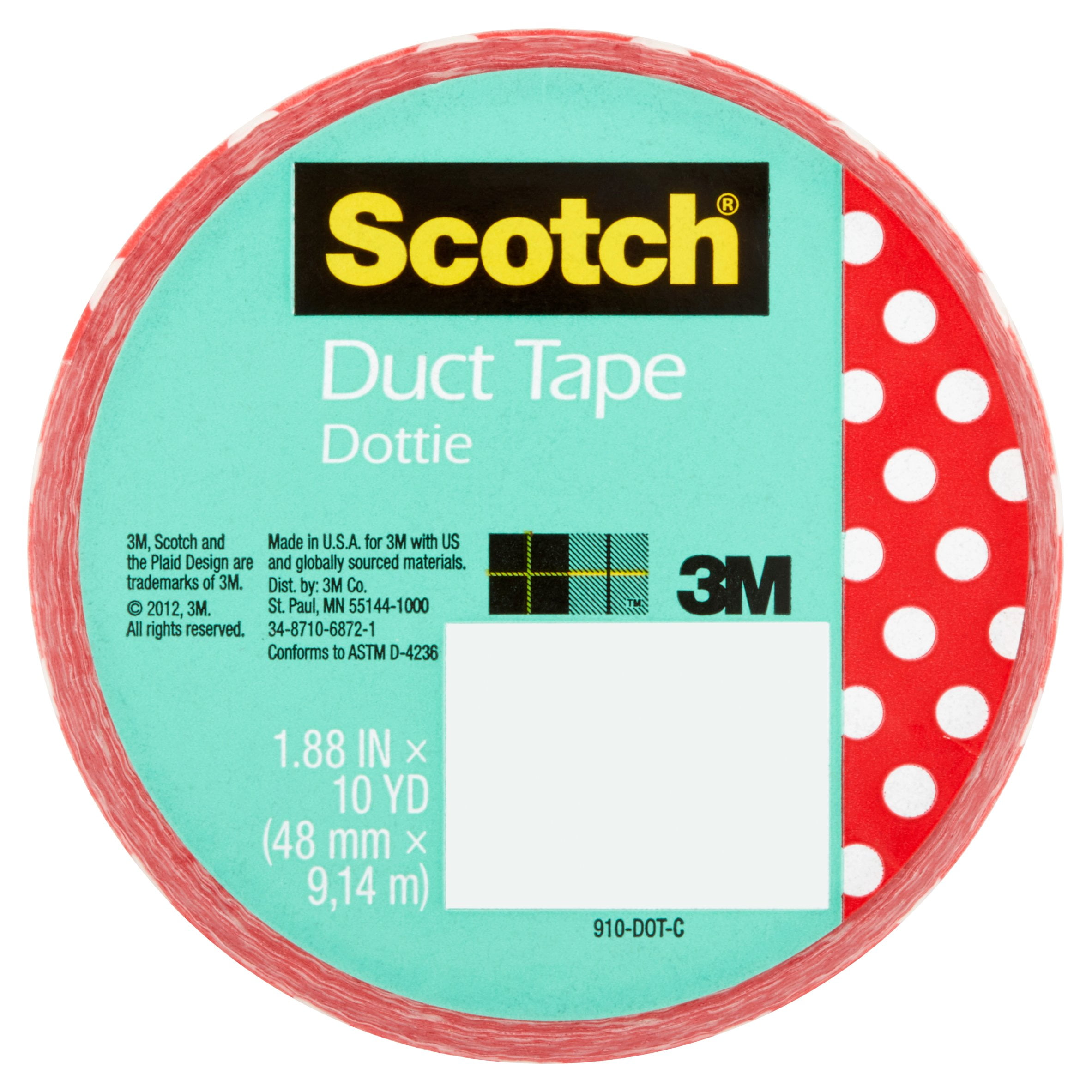 Scotch® Colored Duct Tape, 1 7/8" x 10 Yd., Dots - Walmart.com