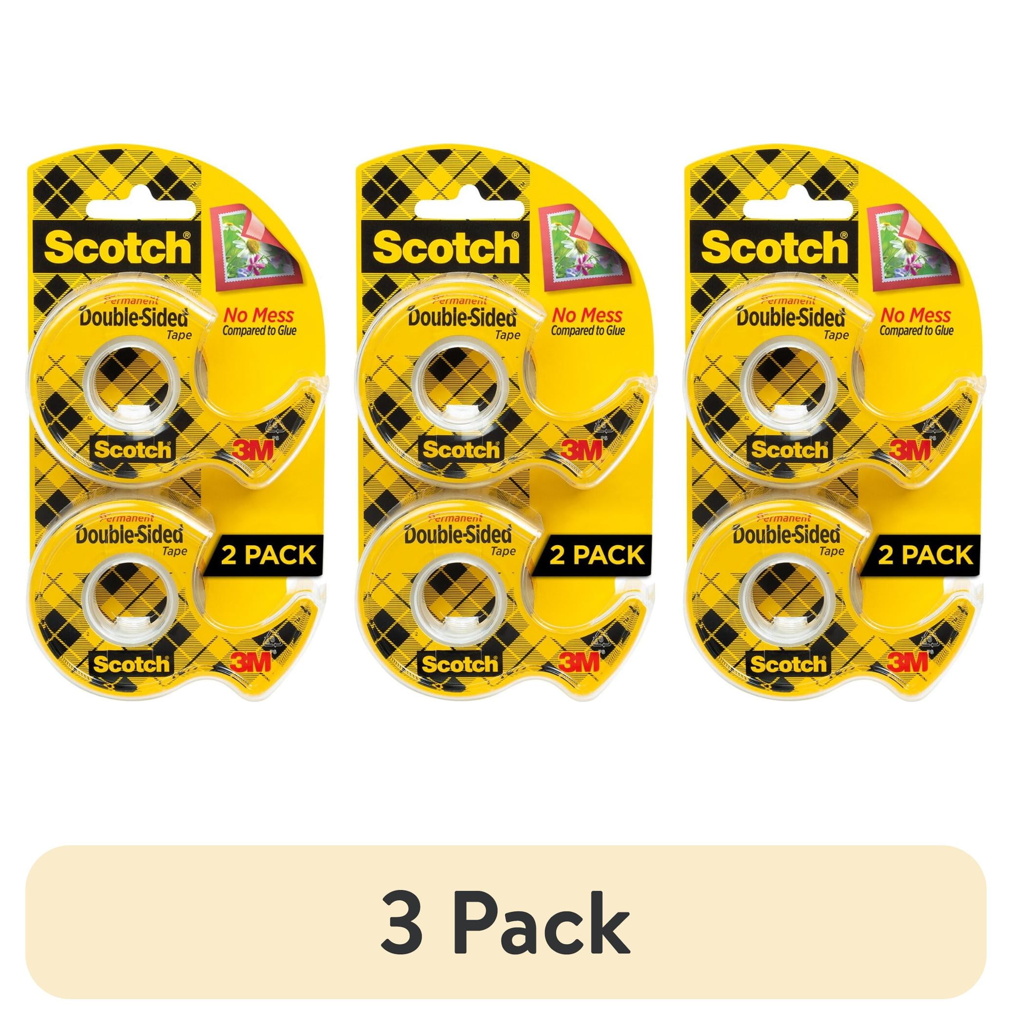 (3 pack) Scotch Double Sided Permanent Tape Dispensers, Clear, 1/2"x400 ...