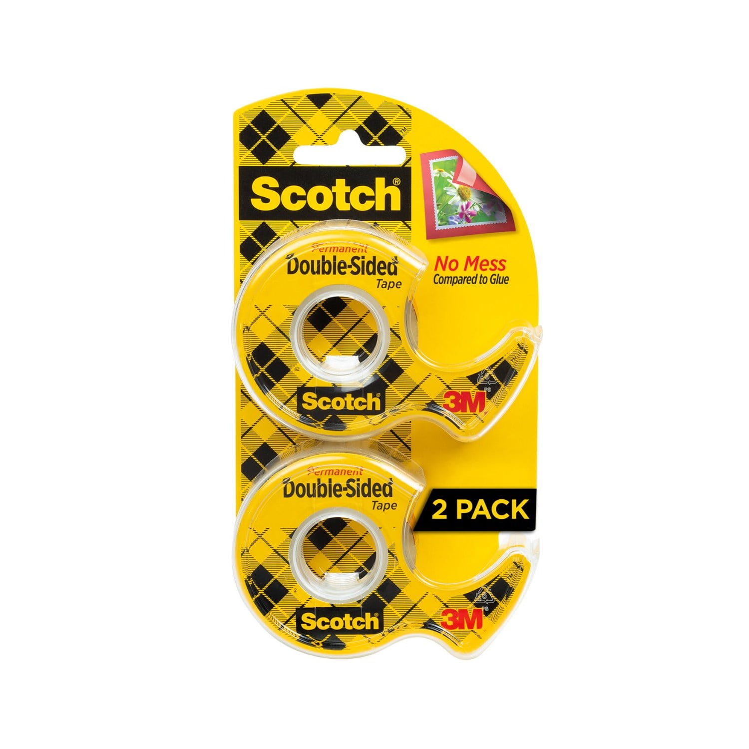 Scotch Double Sided Permanent Tape Dispensers, Clear, 1/2"x400", 2 ...