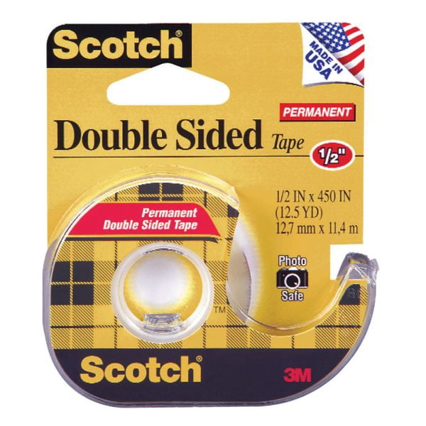 Scotch Double-Sided Permanent Tape in Handheld Dispenser, 1" Core, 0.5 ...