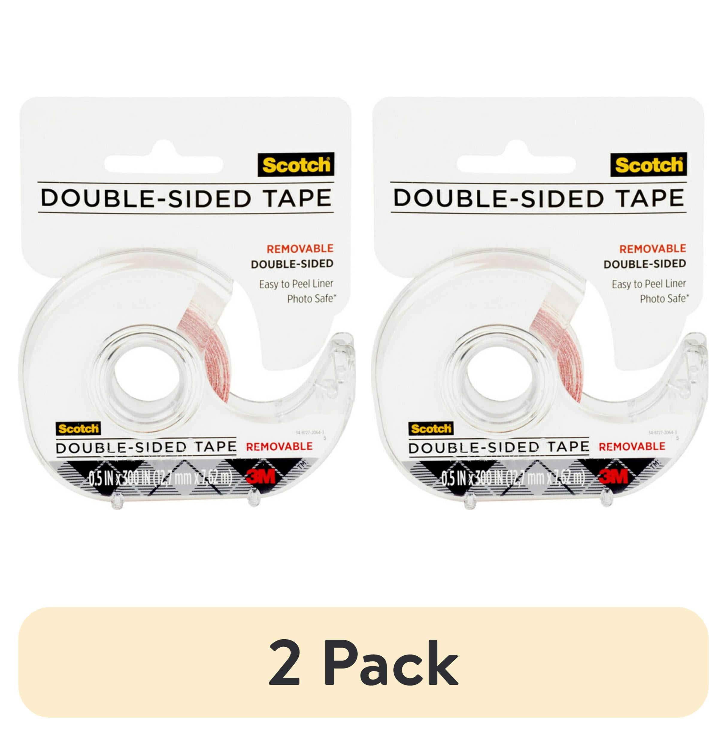 (2 pack) Scotch Double-Sided Removable Tape, Clear, 1/2 in. x 300 in ...