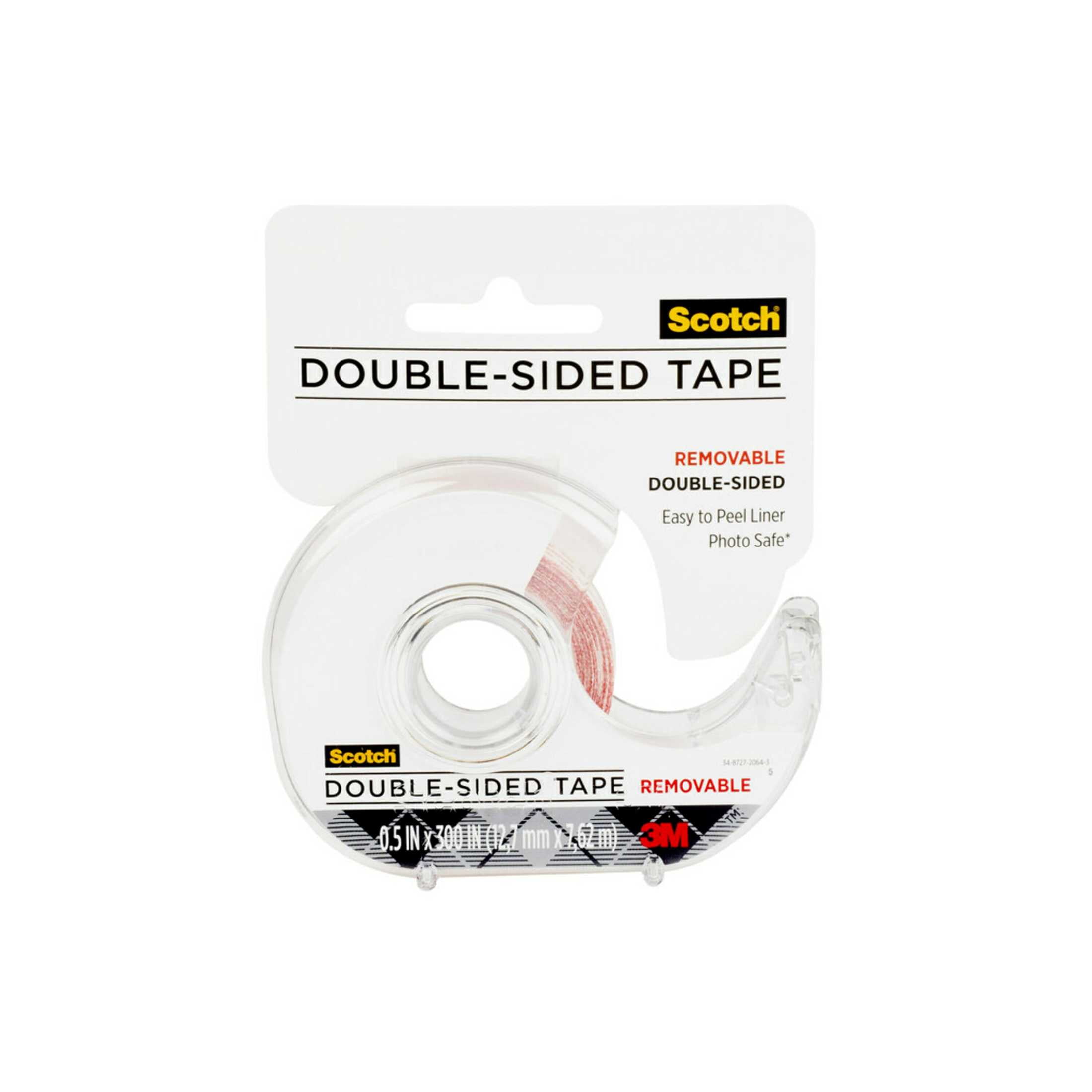 Scotch Double-Sided Removable Tape, Clear, 1/2 in. x 300 in., 1 Disp ...