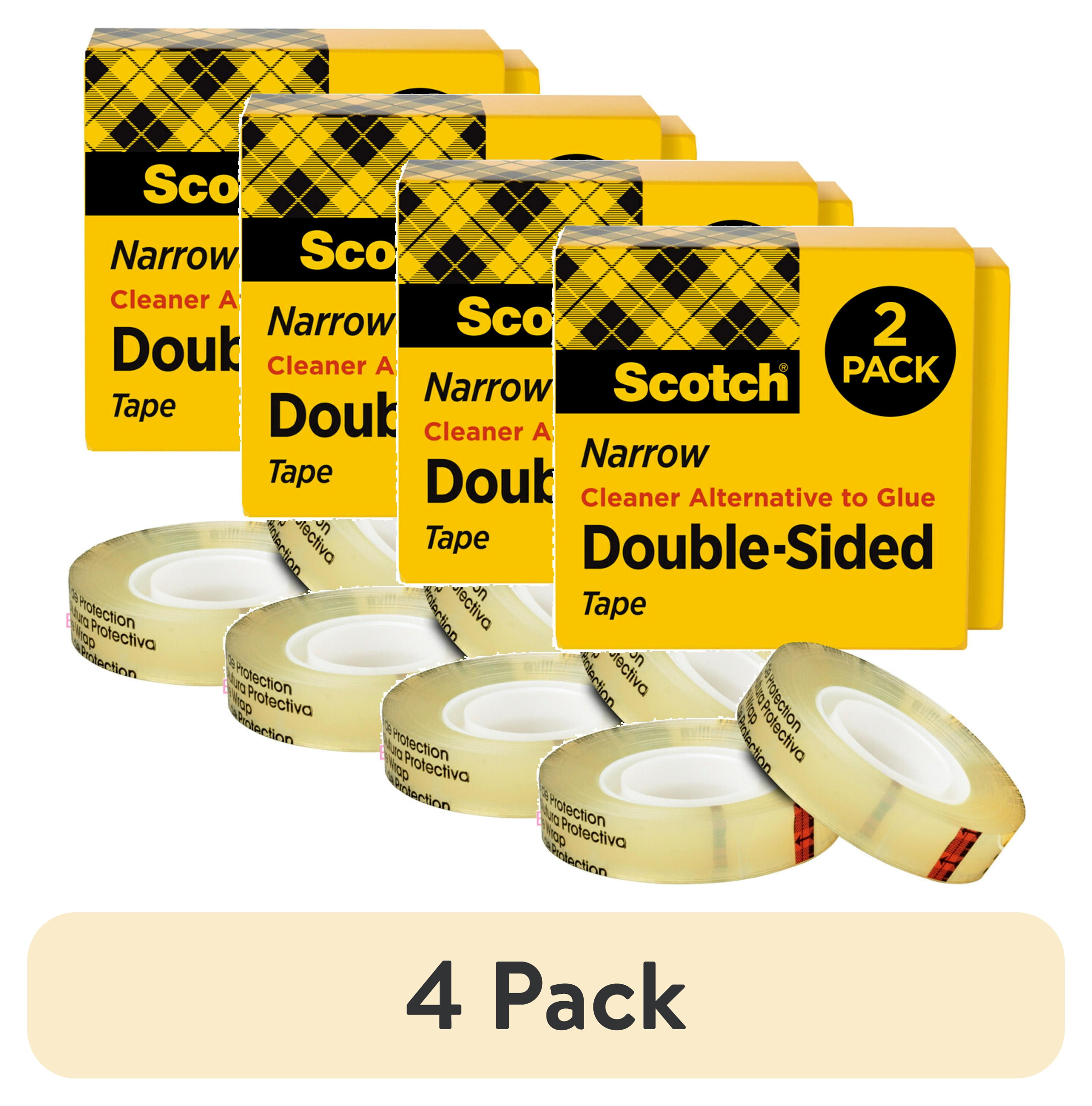 (4 pack) Scotch® Double Sided Tape, 1/2 in. x 500 in., Permanent, 2 ...