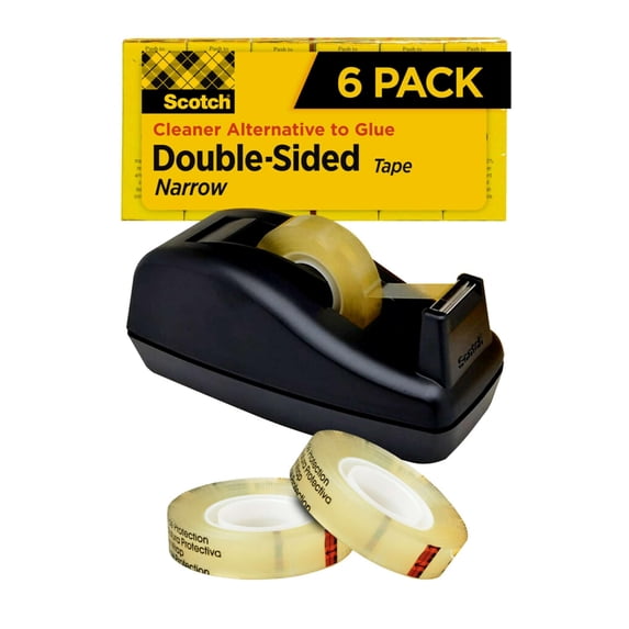 Scotch Double Sided Tape with Deluxe Desktop Tape Dispenser, 1/2 in x ...