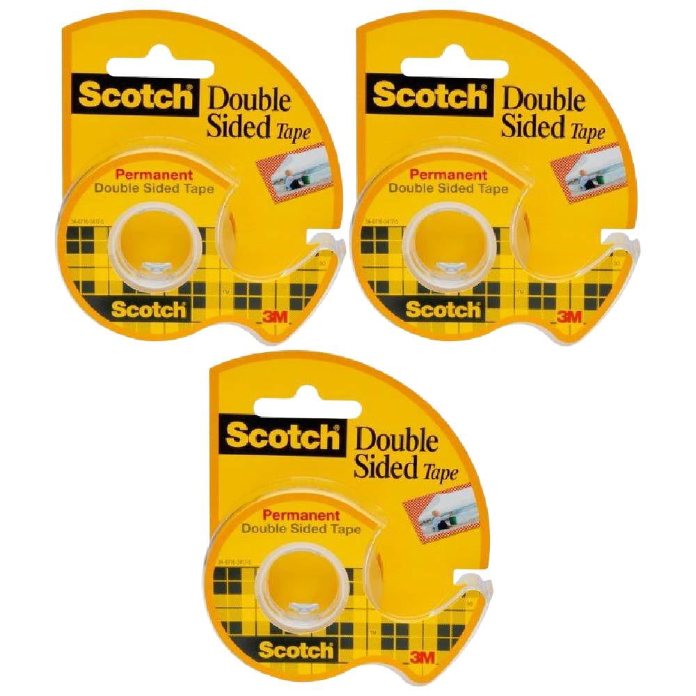 Scotch Double Sided Tape with Dispenser .75 x 300 in Adhesive Clear, 3 ...