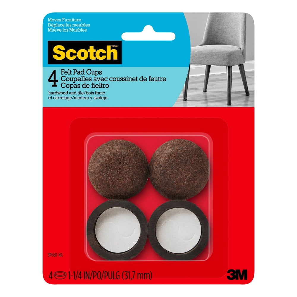 Scotch Felt Pad Cups Brown - Walmart.com
