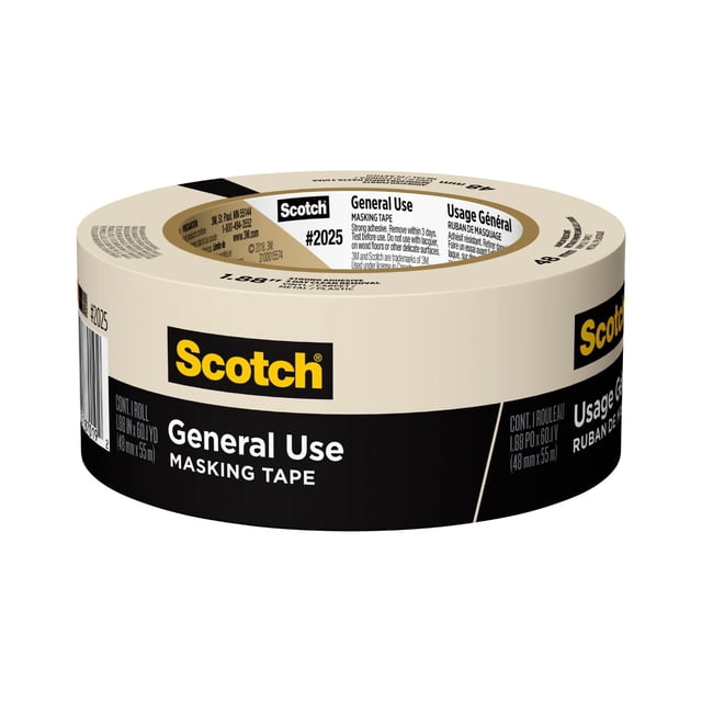 Scotch General Use Masking Tape, 1.88 in x 60.1 yd, Tan, 1 Roll ...