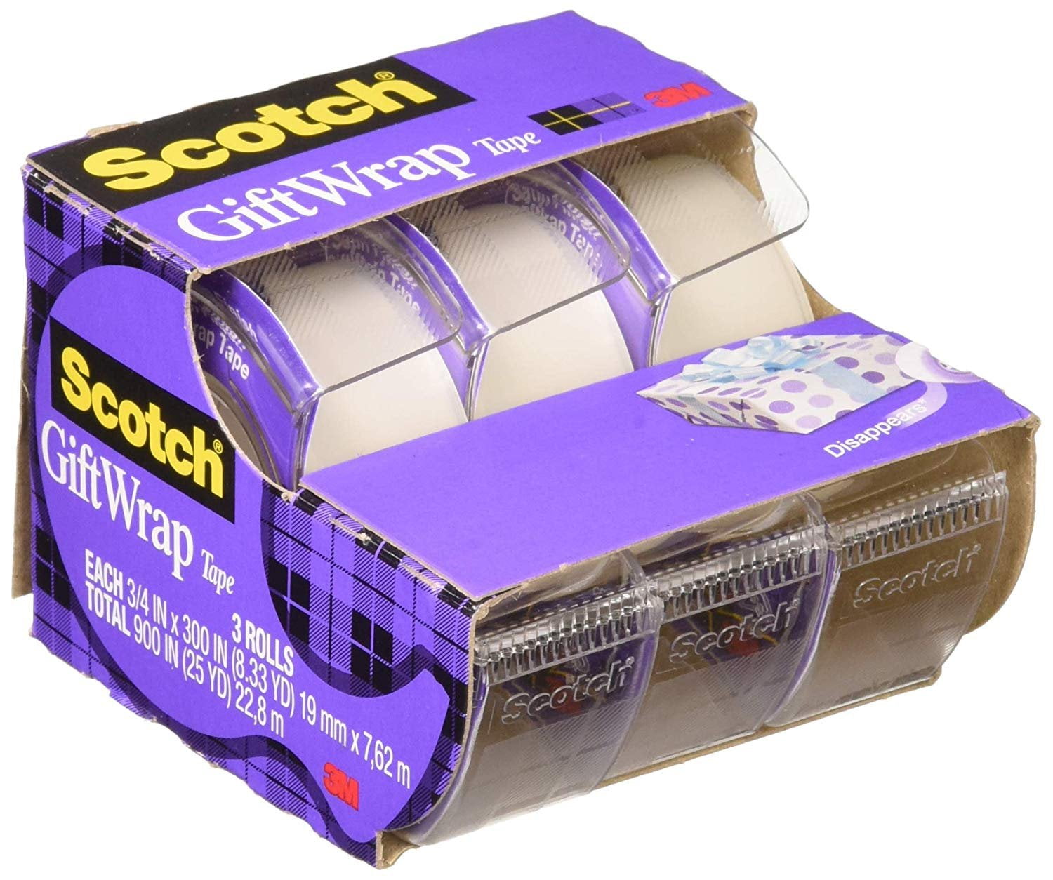Scotch Gift Wrap Tape - 0.75 in x 300 in - 3 Pack - Walmart.com