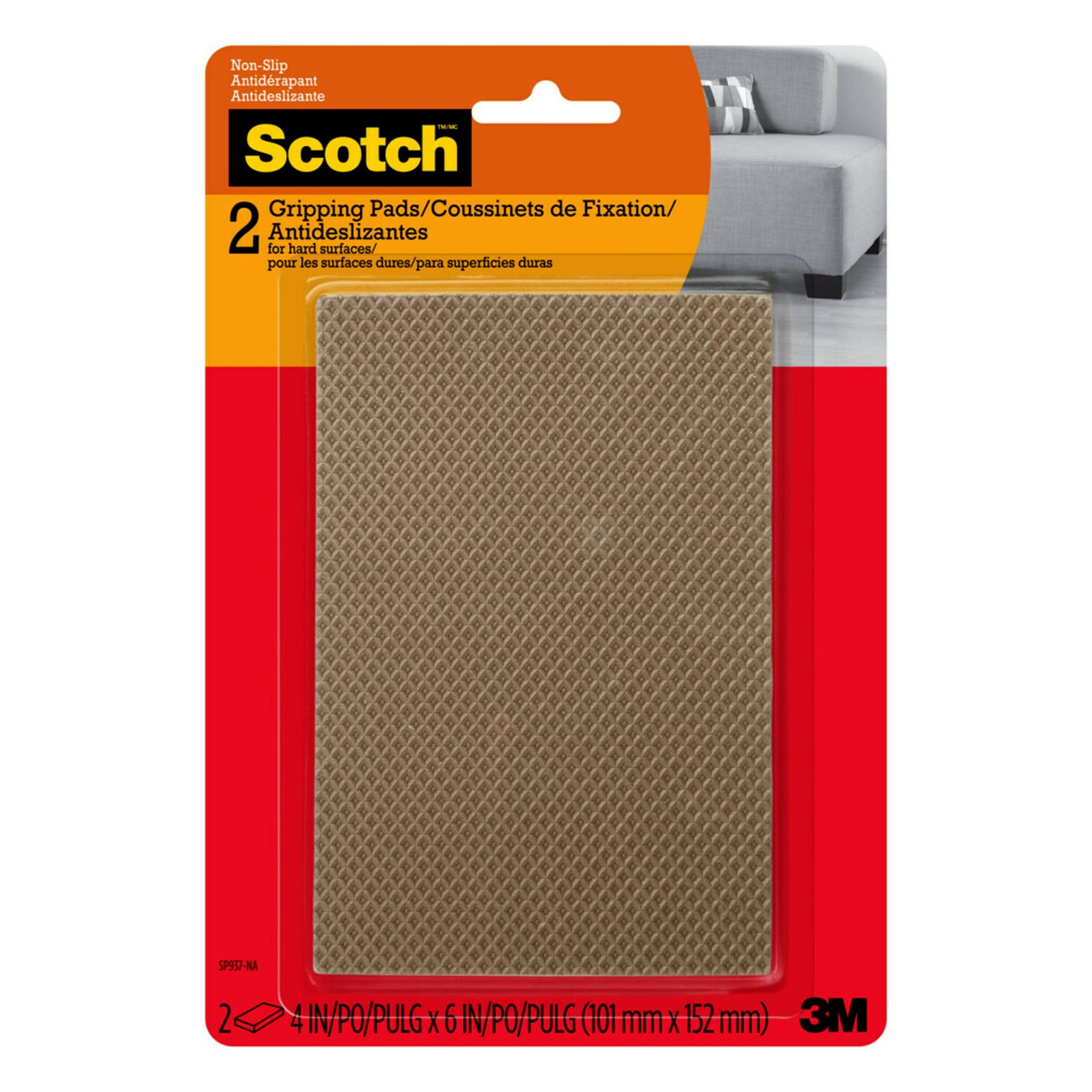 Scotch Gripping Pads, Rectangle, Furniture Pads, 4 x 6 in, 2 Pack ...