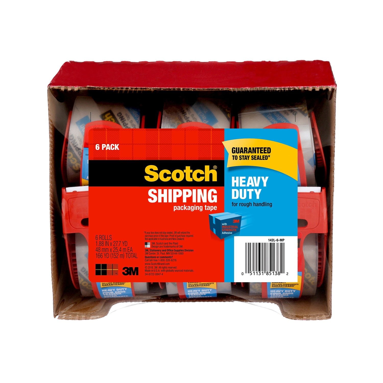 Scotch Heavy Duty Shipping Packaging Tape Dispensers, 1.88' x 27.7 yd ...