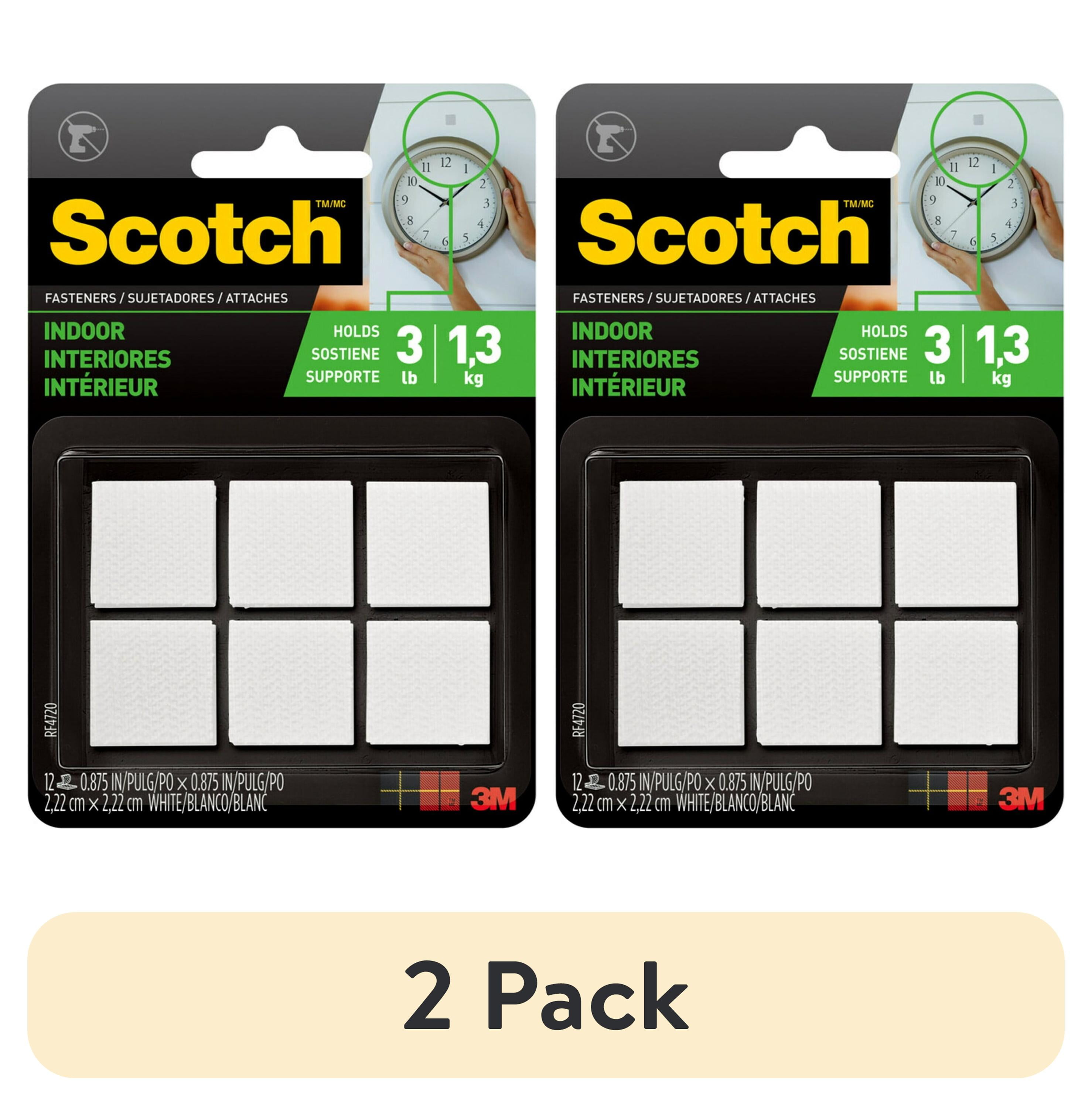 (2 pack) Scotch White Hook & Loop Fasteners, Indoor, Holds 3 lbs, 7/8 in x 7/8 in, 12 Count ...