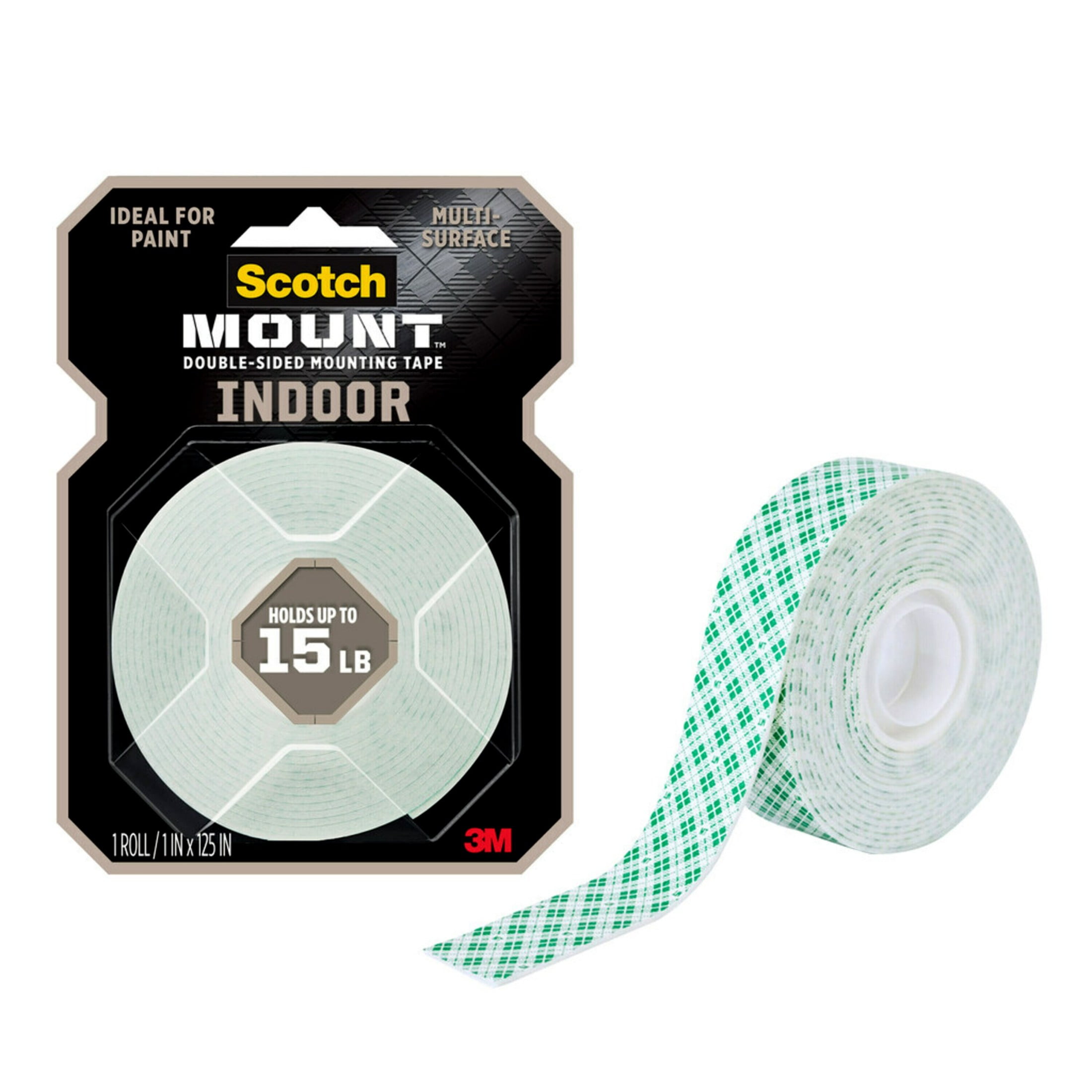 Scotch Indoor Double-Sided Mounting Tape, 1 in x 125 in, White, 1 Roll ...