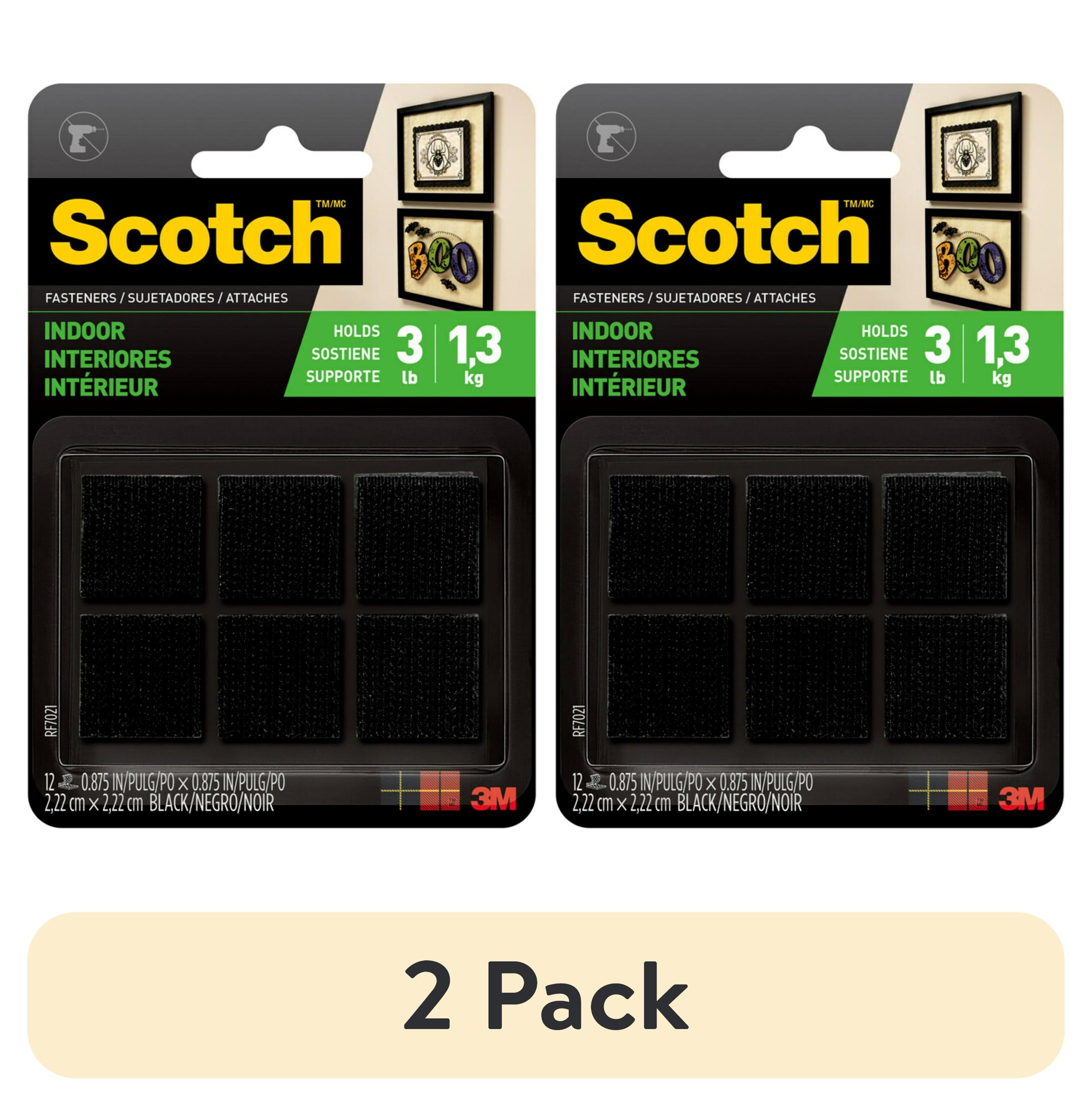 (2 pack) Scotch Indoor Fasteners, Holds 3 lbs., Black, 7/8" x 7/8", 12 ...
