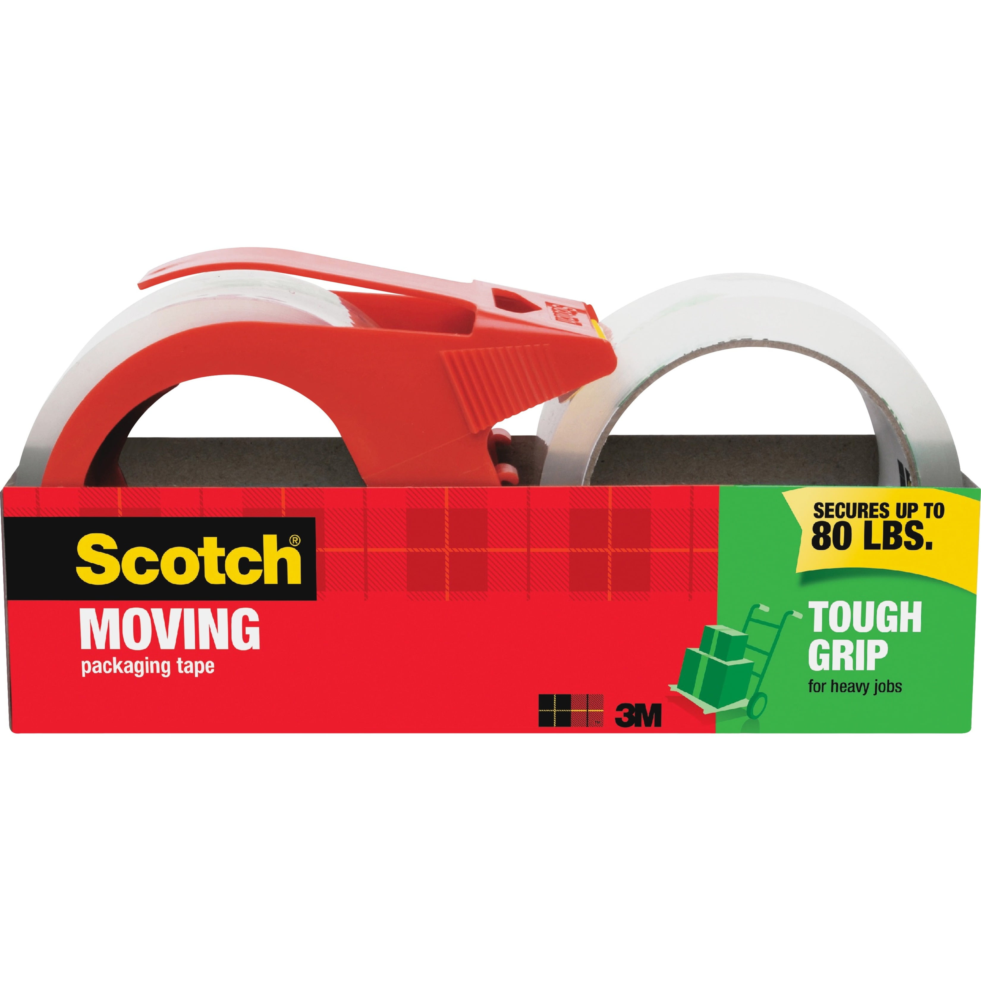 Scotch, MMM350021RD, Tough Grip Moving Packaging Tape, 2 / Pack, Clear ...