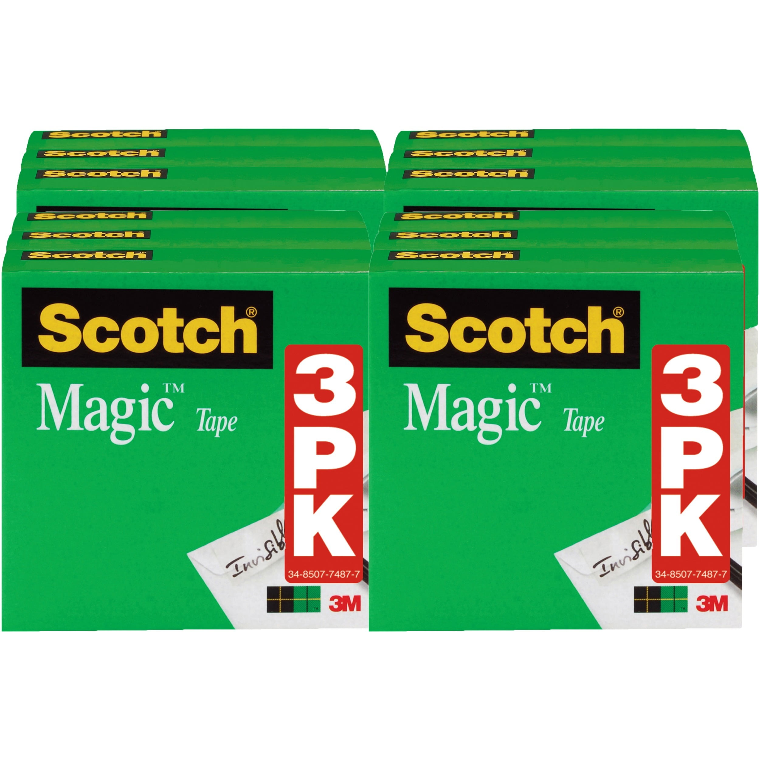 Scotch, MMM810H3BD, 1/2"W Magic Tape, 12 / Bundle, Matte Clear ...