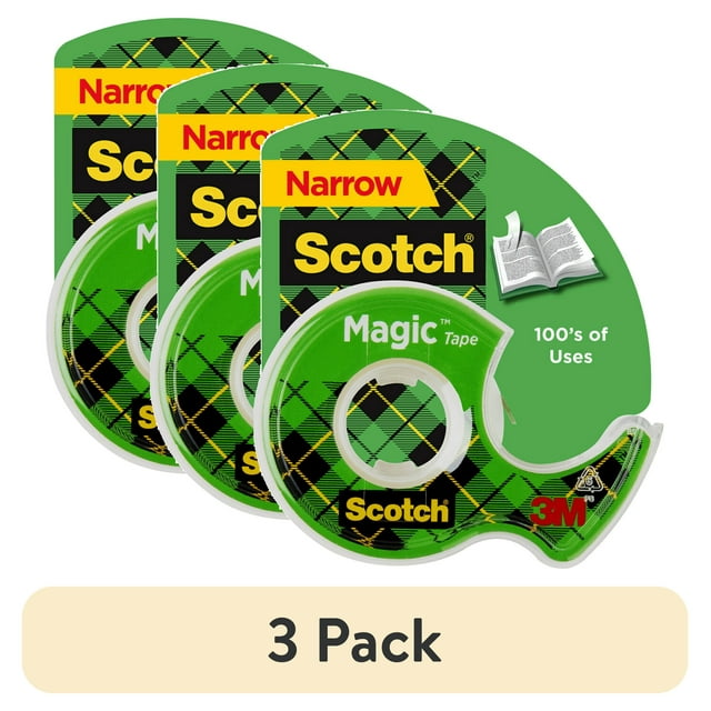 (3 pack) Scotch Magic Tape, 1/2 in x 800 in, Clear, 1 Dispenser ...