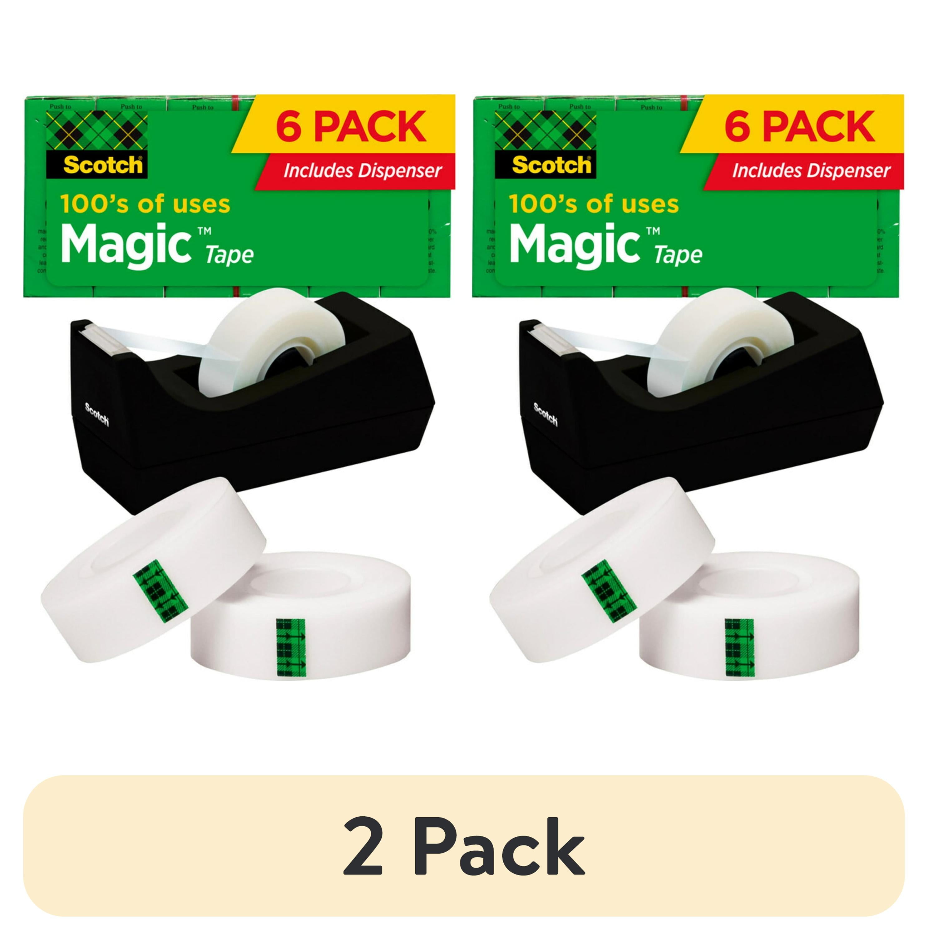 (2 pack) Scotch Magic Tape, Clear, 3/4" x 1000", 6 Rolls with Dispenser ...
