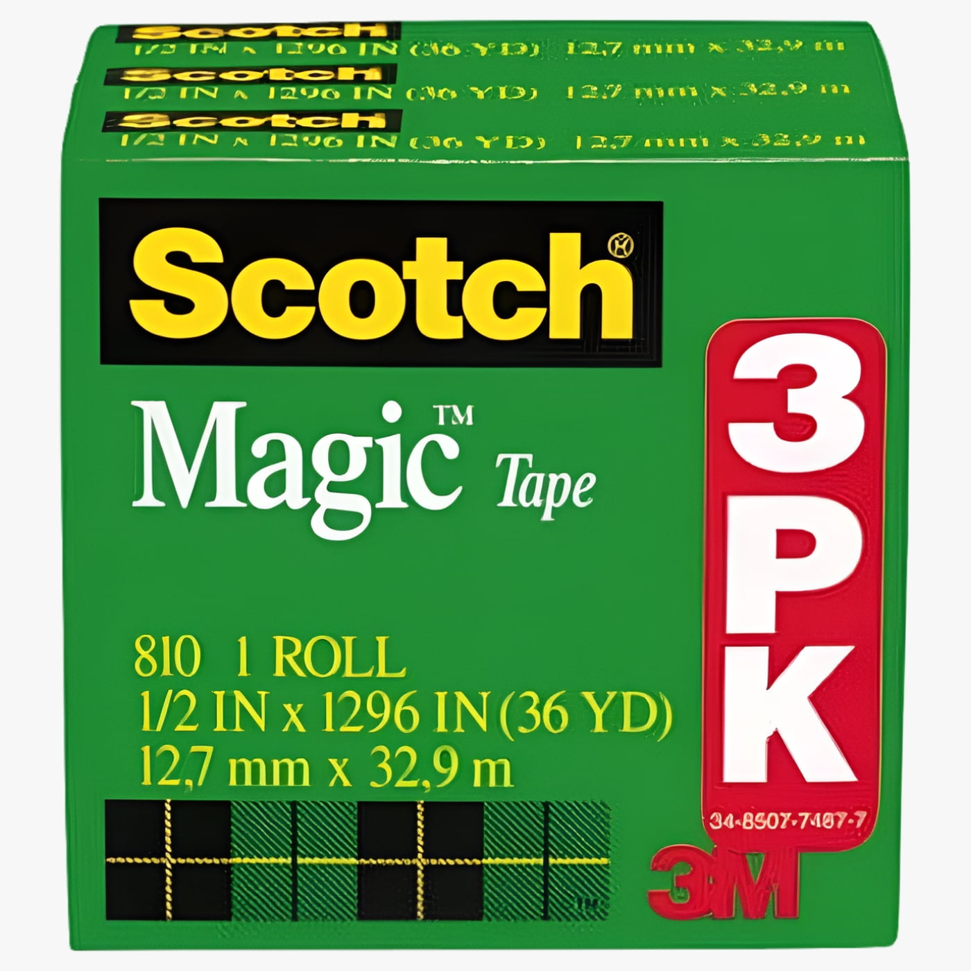 "Scotch Invisible Office Magic Tape Refill, 1/2"" x 1296"", 1"" Core ...