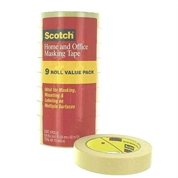 Scotch Masking Tape 1" x 55yds 3" Core Tan 9 Pack - Walmart Business ...