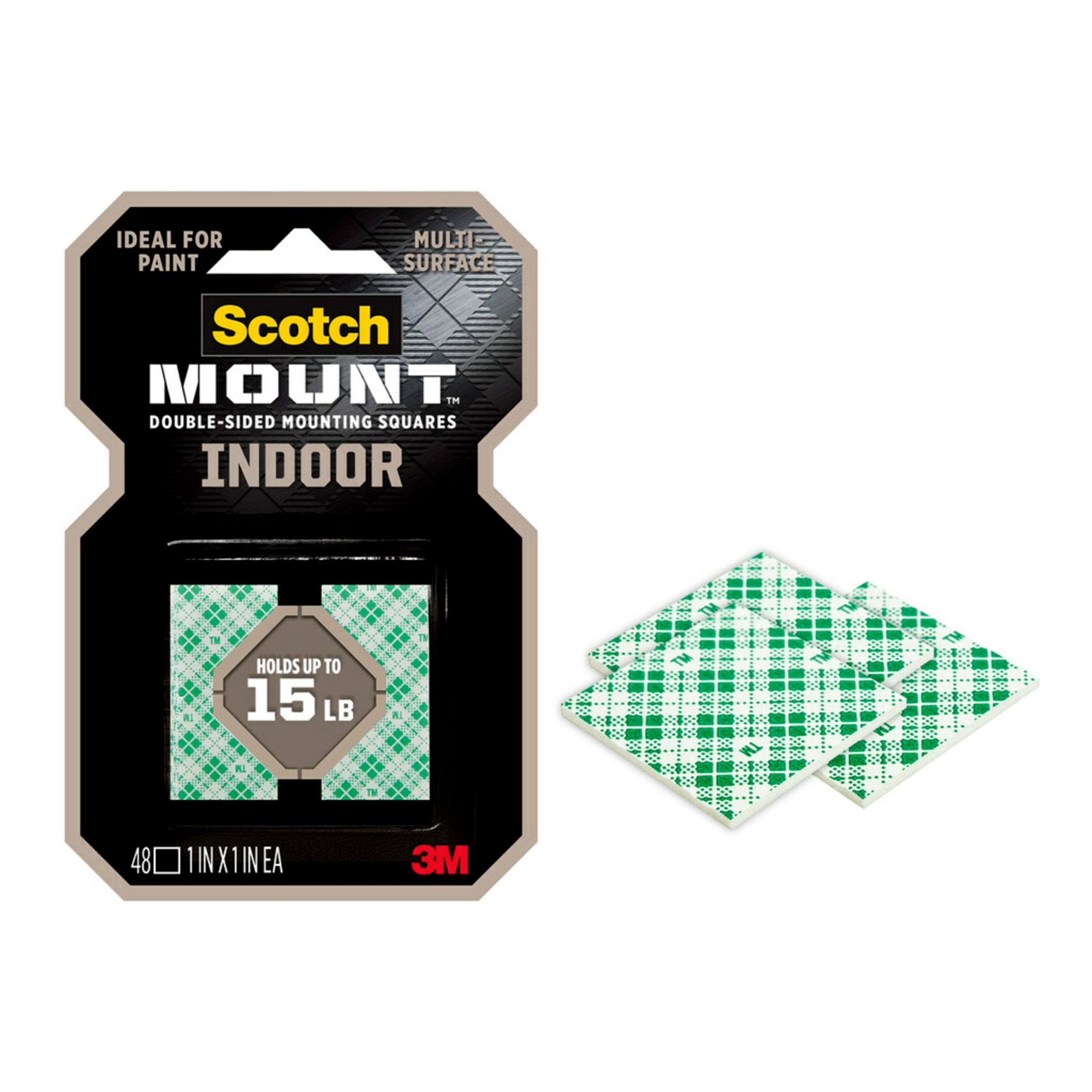 Scotch-Mount Indoor Double-Sided Mounting Squares, 48 1 inch Squares ...