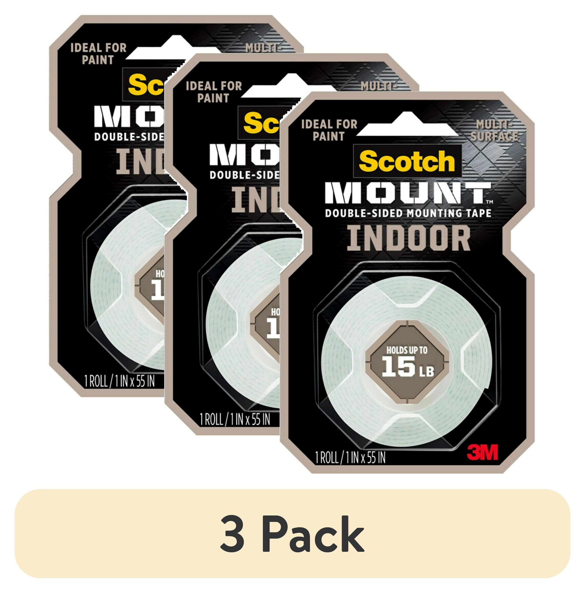 (3 pack) Scotch-Mount Indoor Double-Sided Mounting Tape, 1 in x 55 in ...