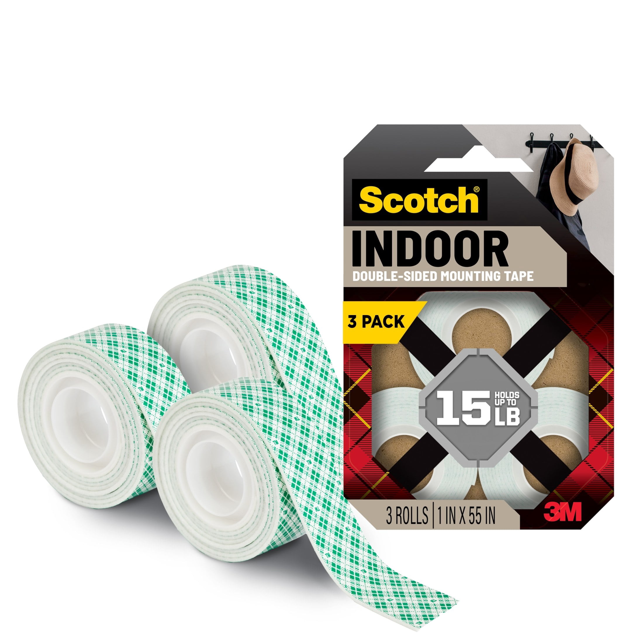 Scotch-Mount Indoor Double-Sided Mounting Tape, New, 1 in x 55 in, Hold ...