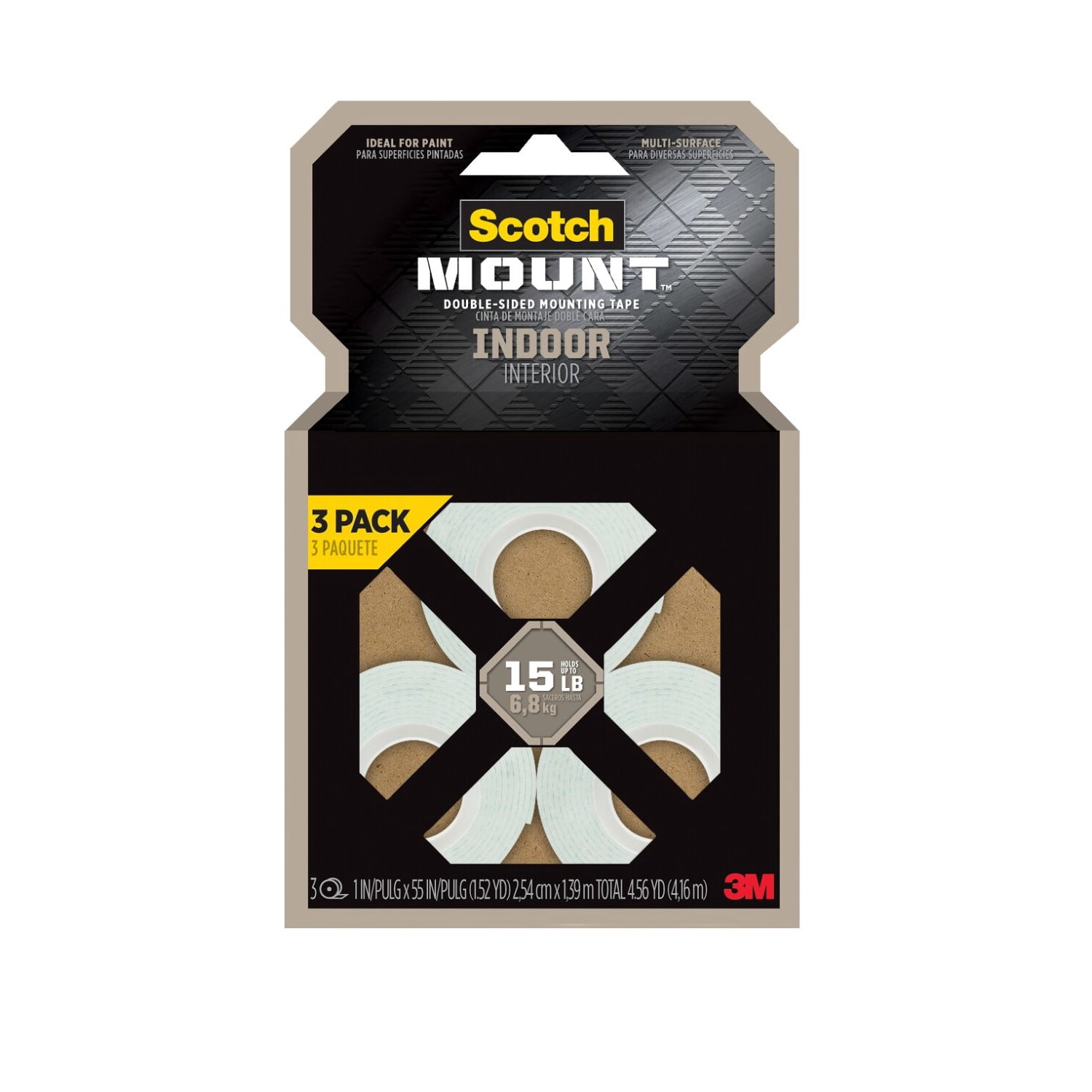 Scotch-Mount Indoor Double-Sided Mounting Tape, New, 1 in x 55 in, Hold ...