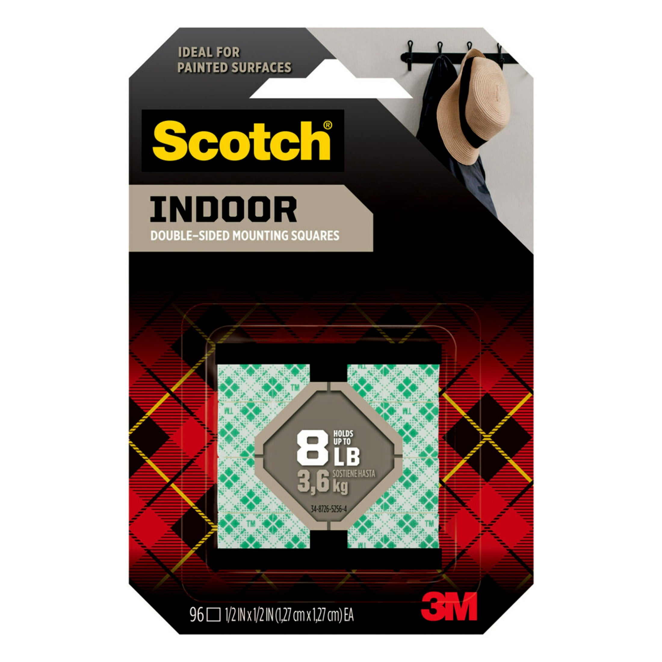 Scotch Permanent Mounting Squares, .5" x .5", Holds 1/2 lb., 96 Pieces ...