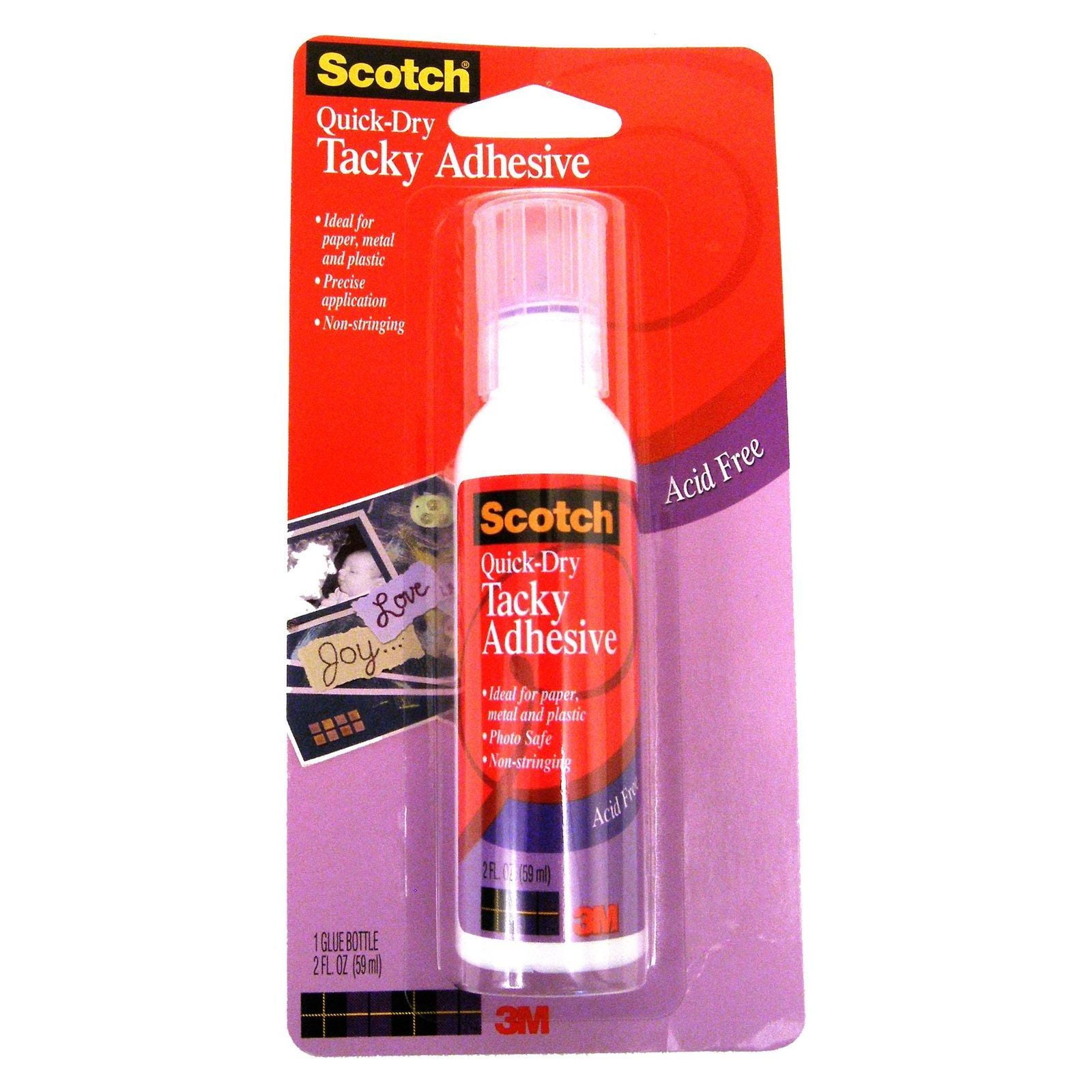 3M Scotch Quick-Dry Tacky Adhesive, Permanent Glue, Precision Tip, 2 fl ...