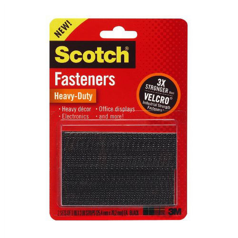 Scotch(R) Heavy-Duty Fasteners, 2 Sets of 1 x 3 Inches, Strips ,Black ...