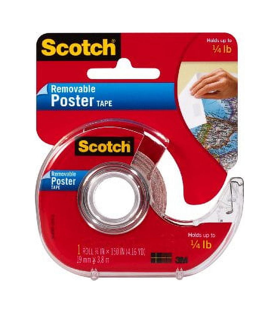 Scotch Removable Double-Sided Easy Clean Poster Tape, Clear, 0.75" x ...