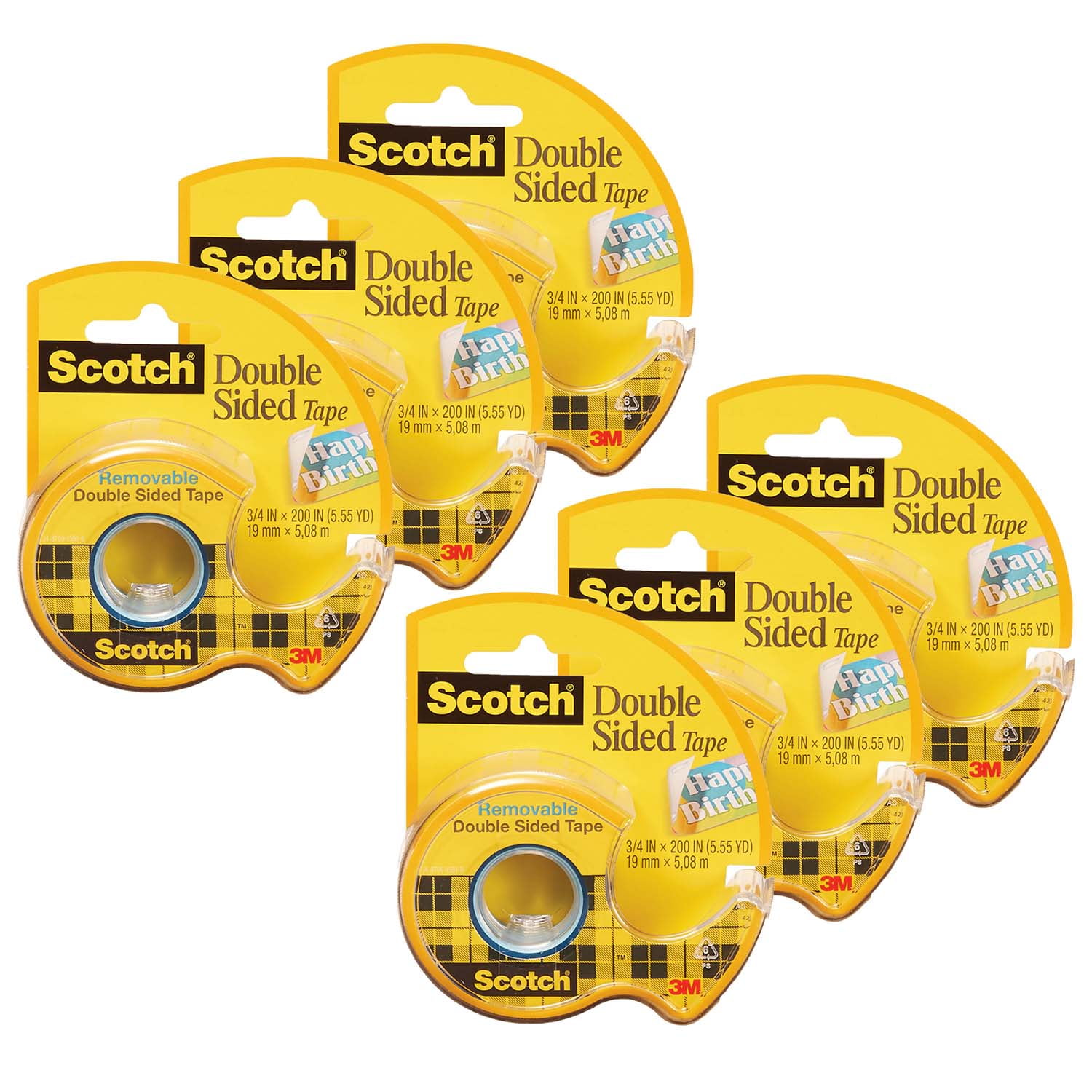 Scotch Removable Double Sided Tape, 3/4" x 200", 6 Rolls - Walmart.com