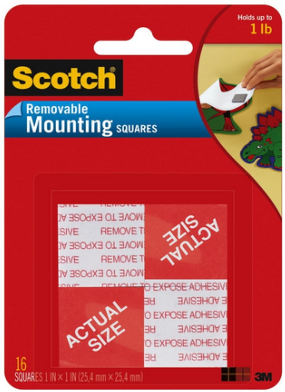 Scotch Removable Heavy-Duty Mounting Squares 1 in x 1 in, 16 ea (Pack ...