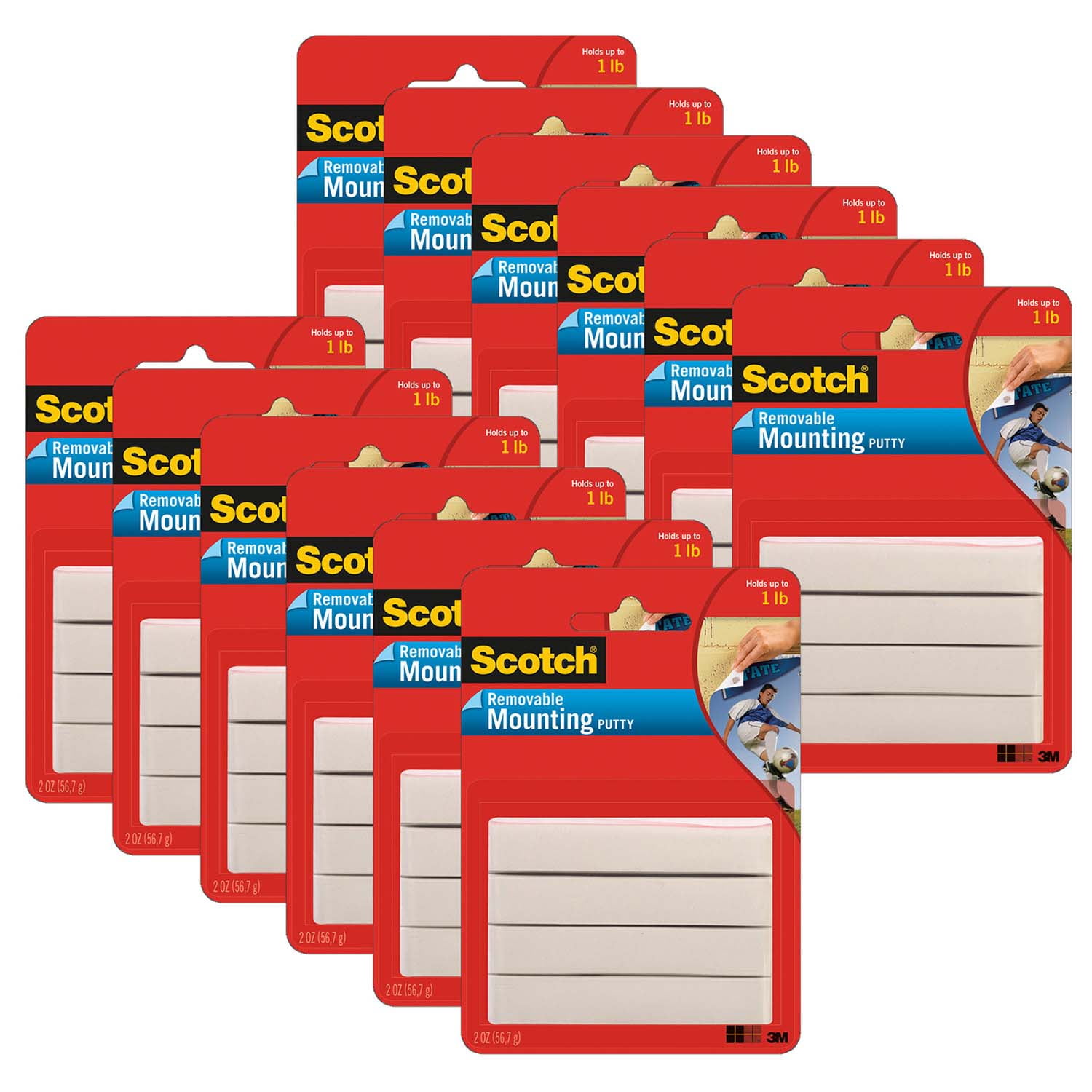 Scotch Removable Mounting Putty 2 oz. White 12 Packs (MMM860-12 ...
