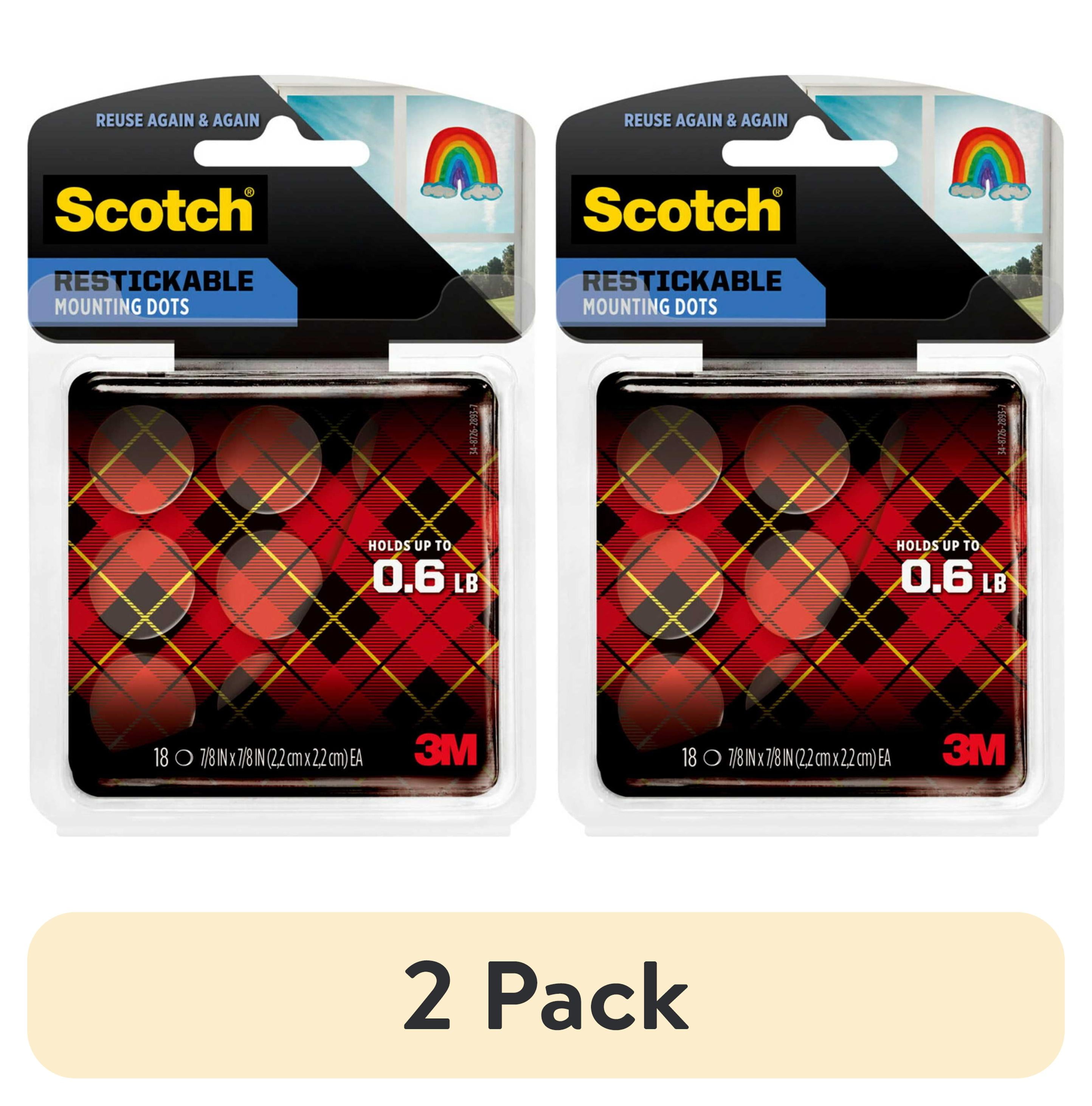 (2 pack) Scotch Restickable Dots, Clear, 7/8 in x 7/8 in, 18 Dots Total ...