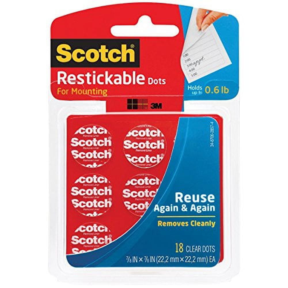 Scotch Restickable Dots, Clear, 7/8-in x 7/8-in, 18-Dots (R105 ...