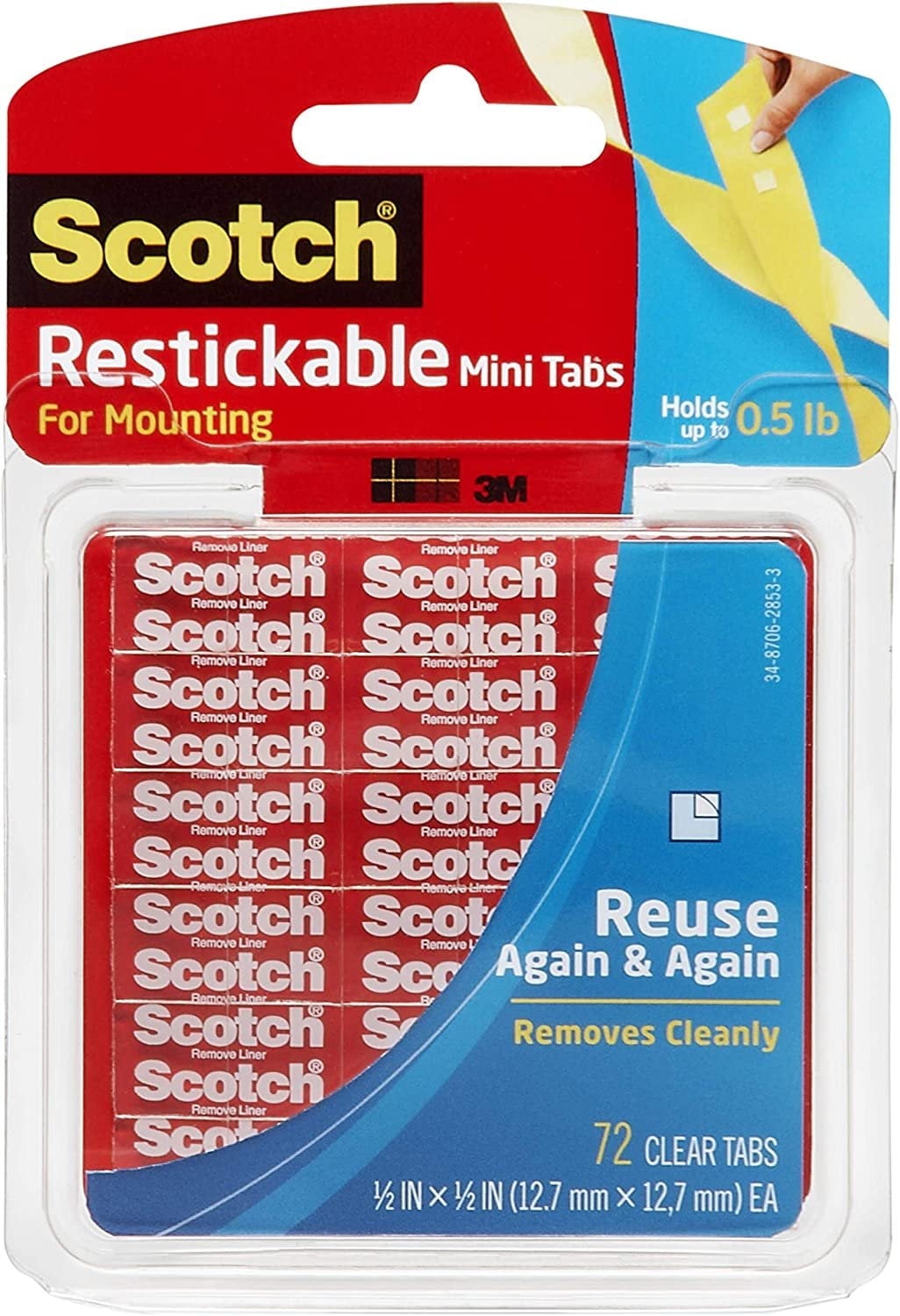 Scotch Restickable Tabs, 0.5 Inch squares, 72 Tabs R103 - Walmart.com