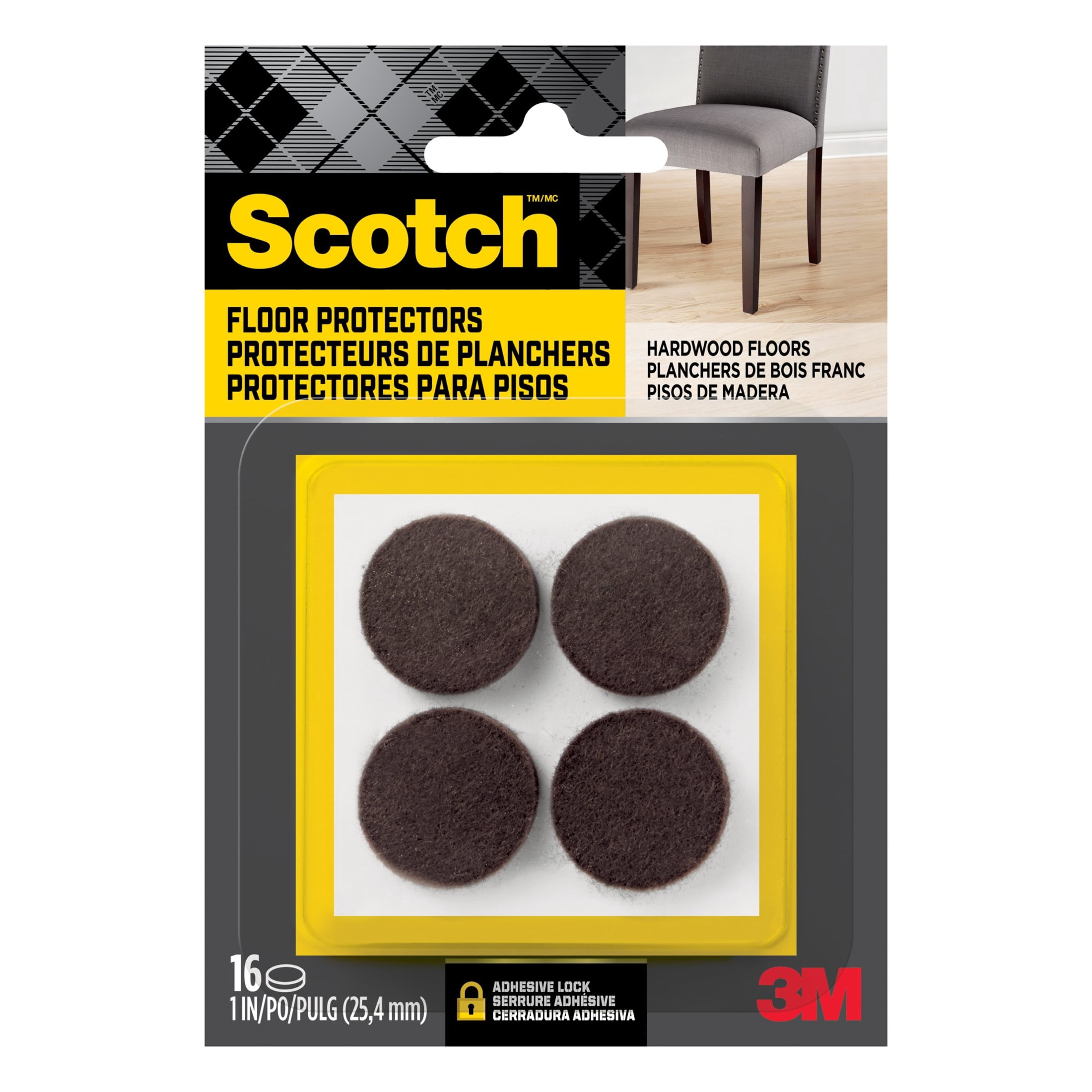 Scotch Round Felt Pads, Brown, Furniture Bumpers, 1 in, 16 Pack ...