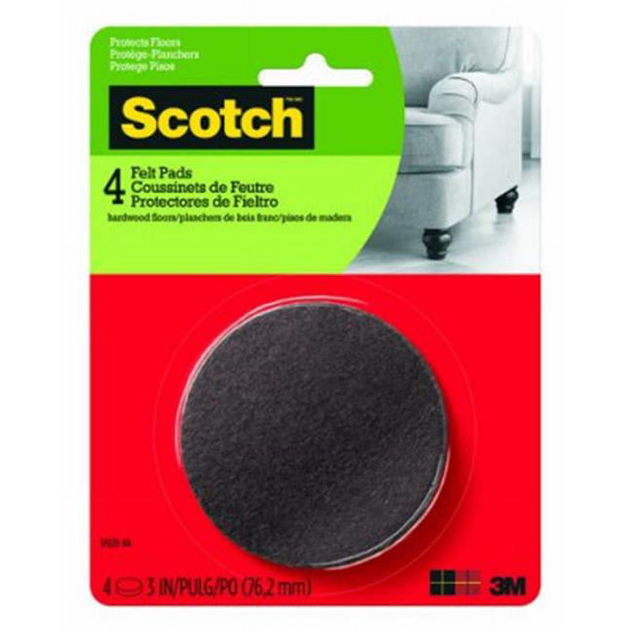 Scotch Round Felt Pads SP828-NA, Brown, 3 in - Walmart.com