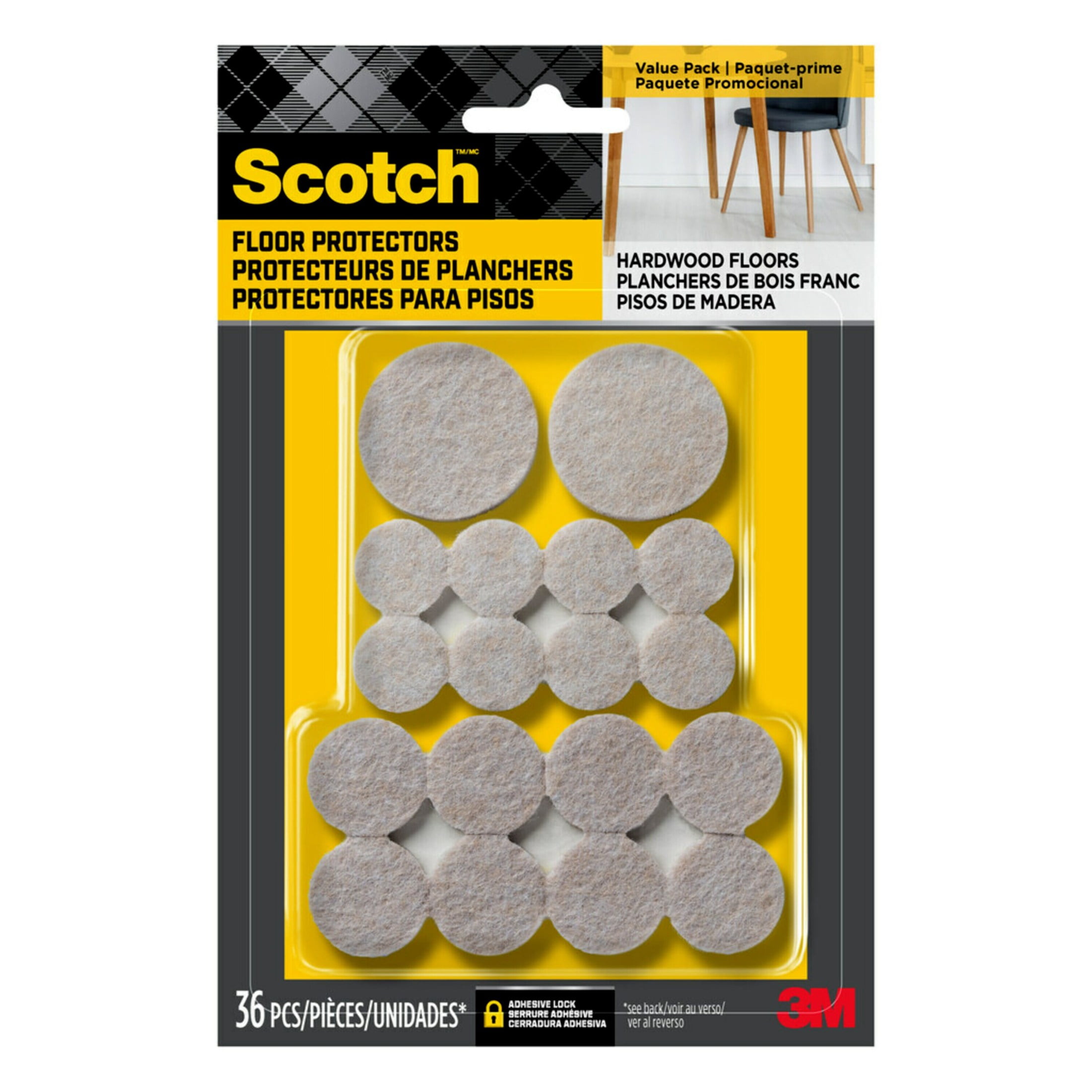 Scotch Round Felt Pads Value Pack, Beige, Furniture Bumpers, 36 ...
