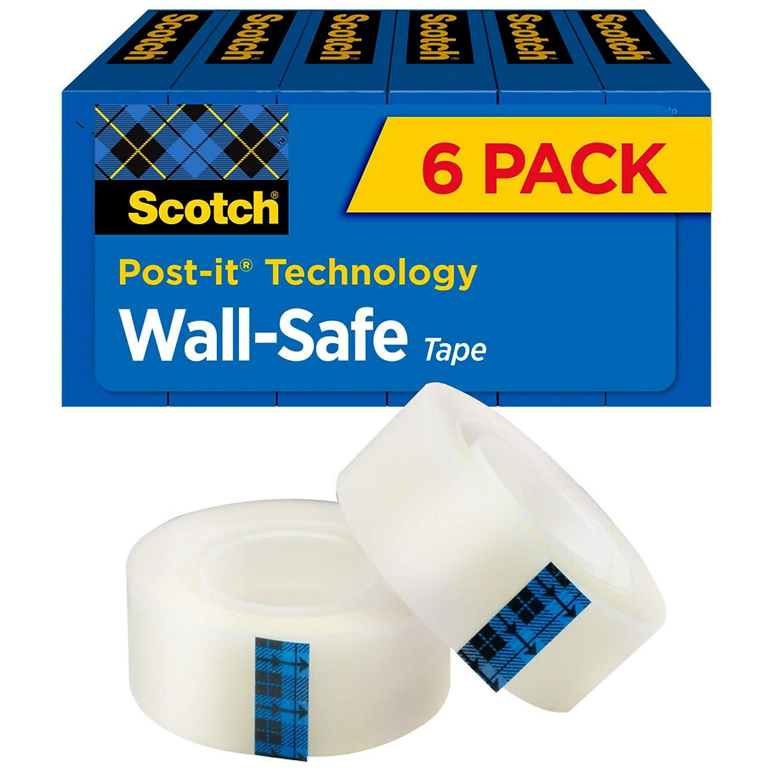 Scotch Scotch Wall-Safe Tape 22.22 yd Length x 0.75" Width - 6 / Pack ...