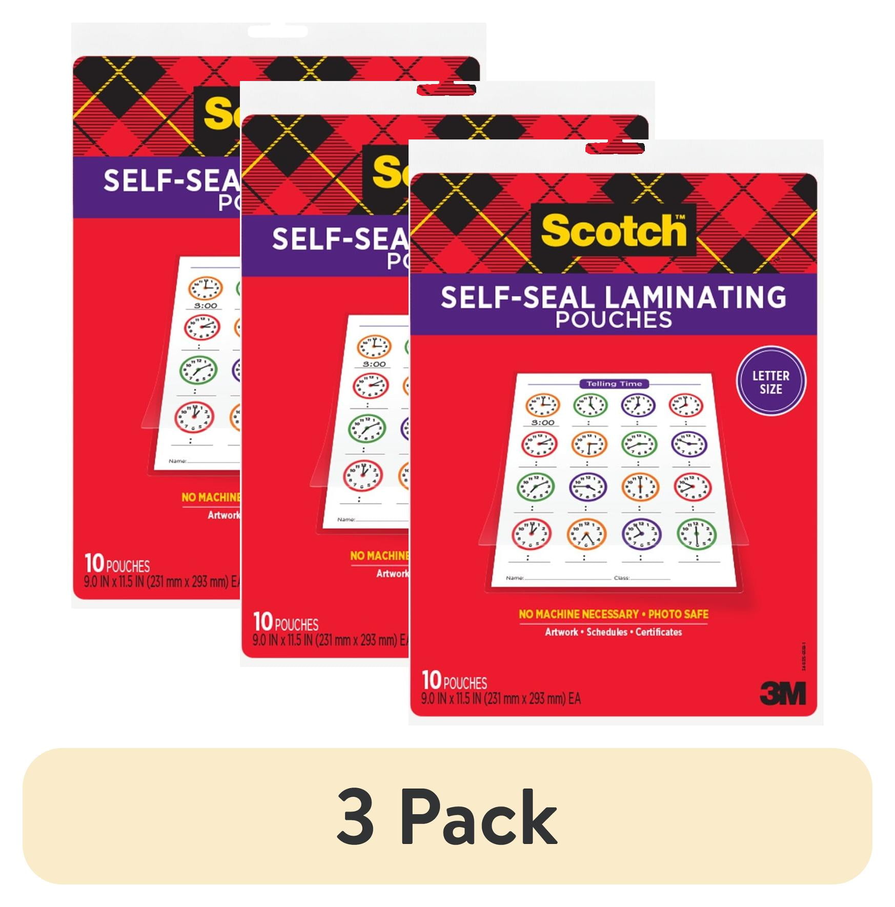 (3 pack) Scotch Self-Seal Laminating Pouches, 10 Count, Letter Size 8.5 ...